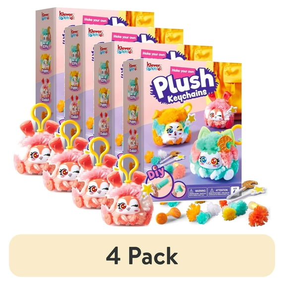 (4 pack) Klever Kits Plush Craft Kit DIY Keychain Making Craft for Kids ...
