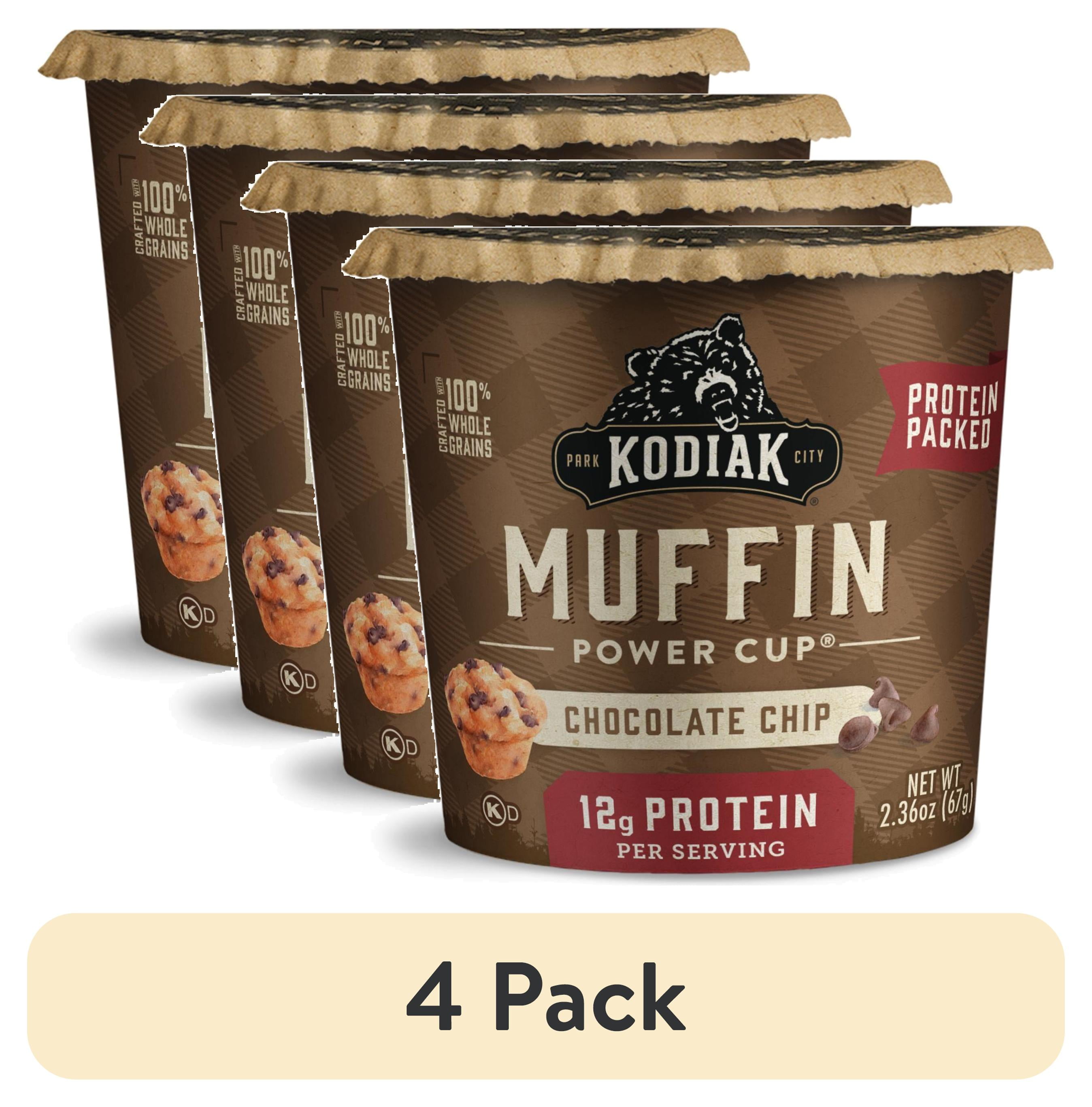 (4 pack) Kodiak Protein-Packed Chocolate Chip Muffin Power Cup, 2.36 oz ...