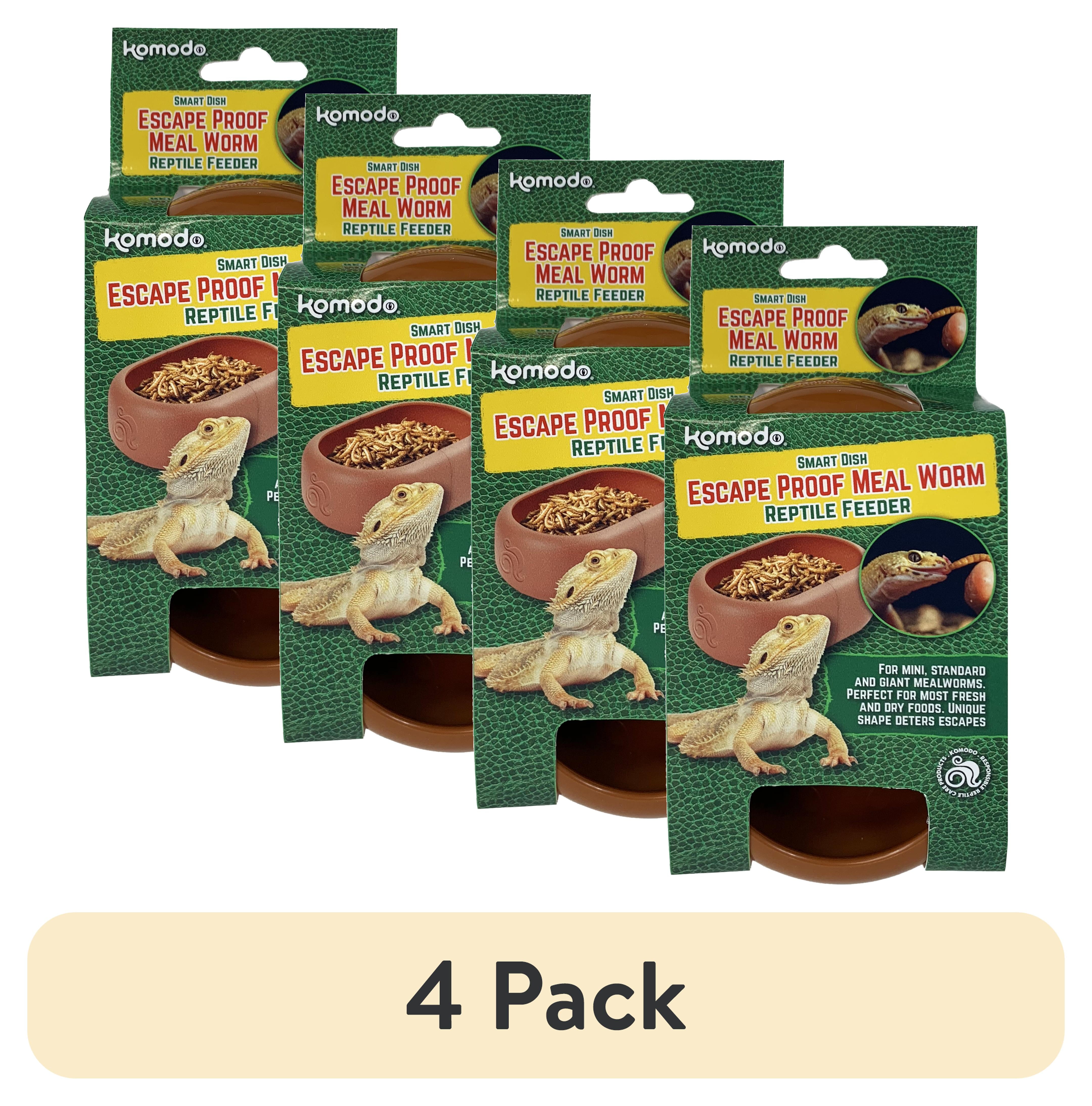 (4 pack) Komodo Smart Mealworm Reptile Feeding Dish for Reptile Tank ...
