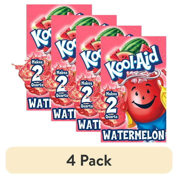 (4 pack) Kool-Aid Unsweetened Watermelon Powdered Soft Drink Mix, 0.15 ...