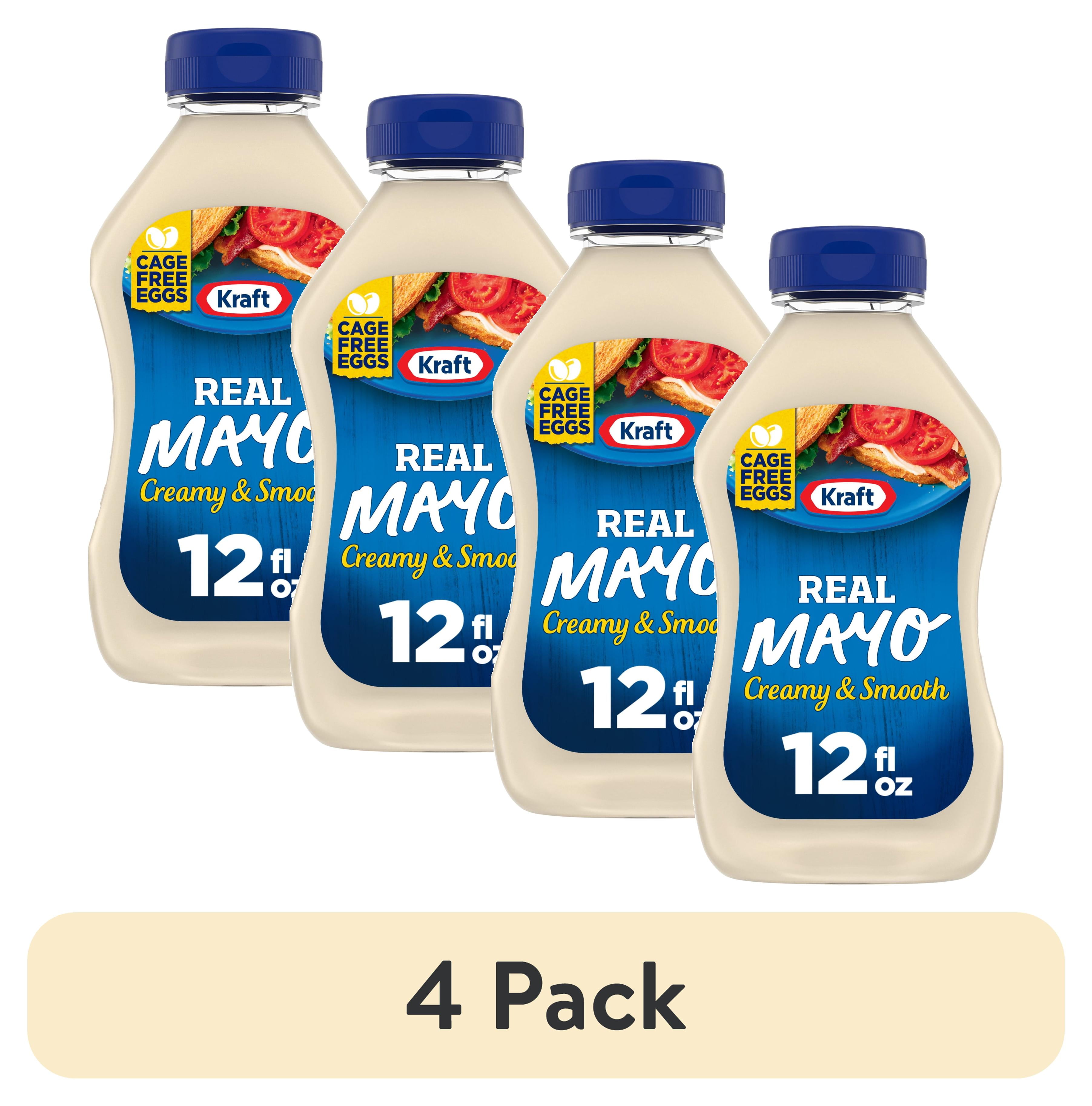 (4 pack) Kraft Real Mayo Creamy & Smooth Mayonnaise, 12 fl oz Bottle ...