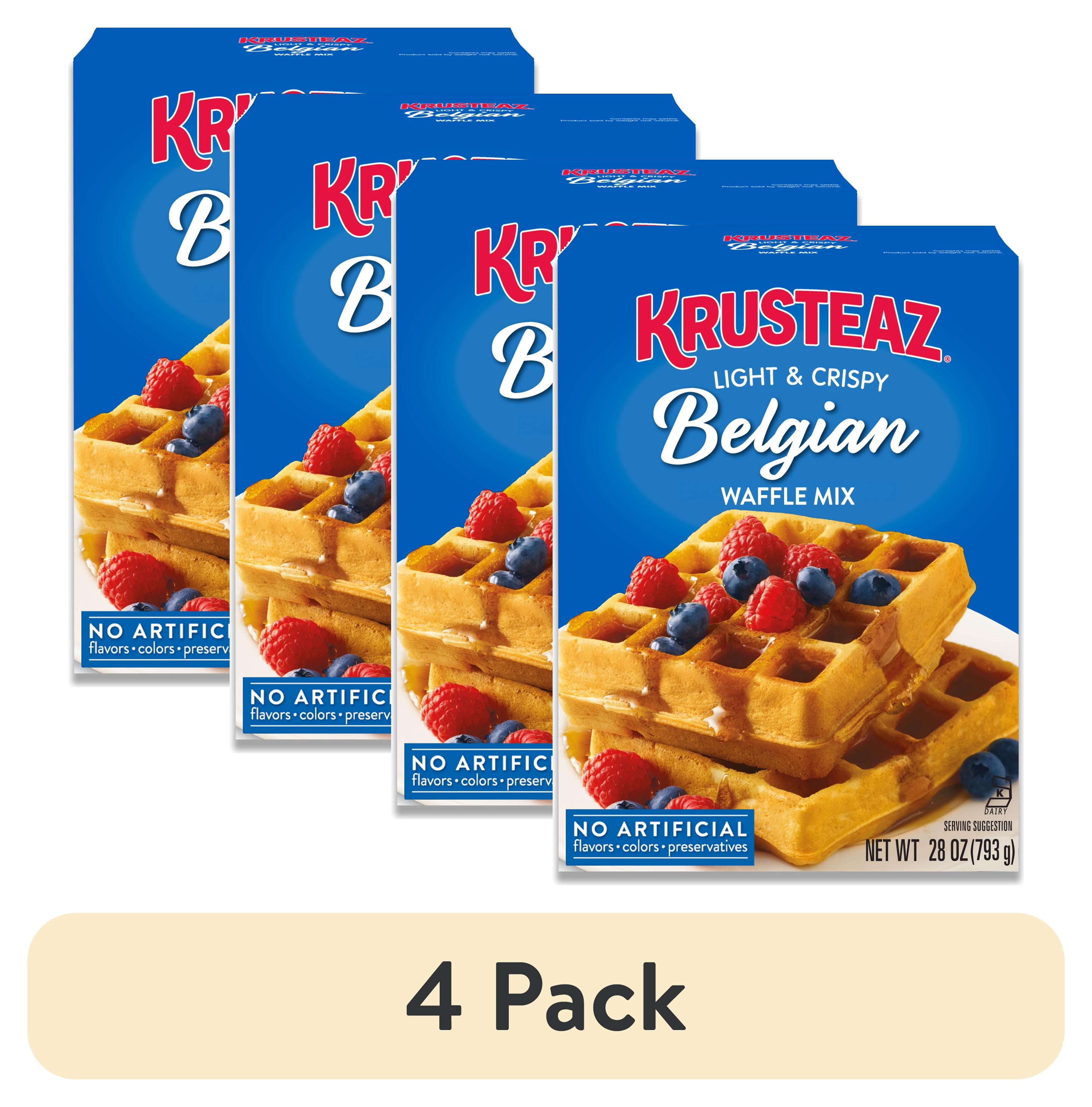 (4 pack) Krusteaz Light and Crispy Belgian Waffle Mix, Krusteaz Waffle ...