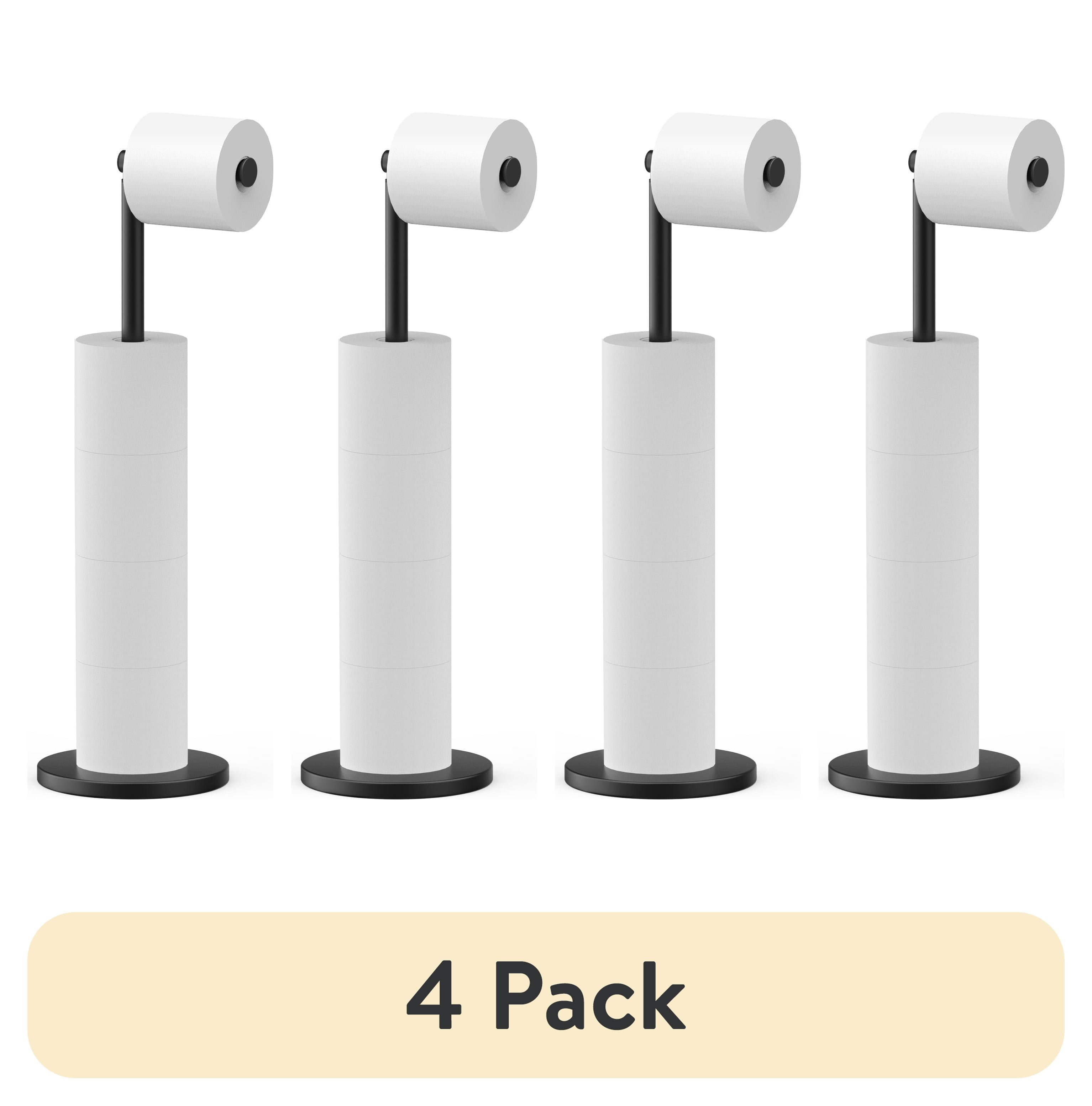 (4 pack) Kusmil Free Standing Toilet Paper Holder Stand, Black Toilet ...