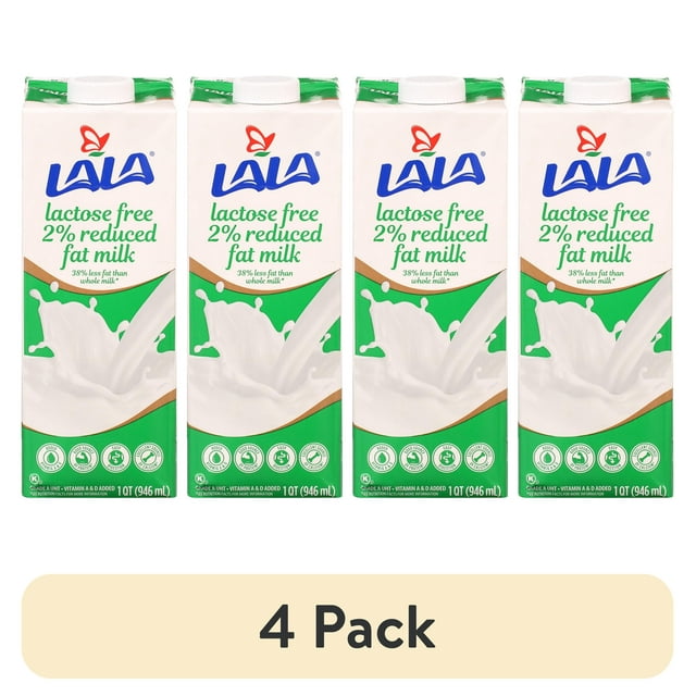 (4 pack) LALA Ultra-Pasteurized Lactose Free Reduced Fat Milk, 32-oz ...