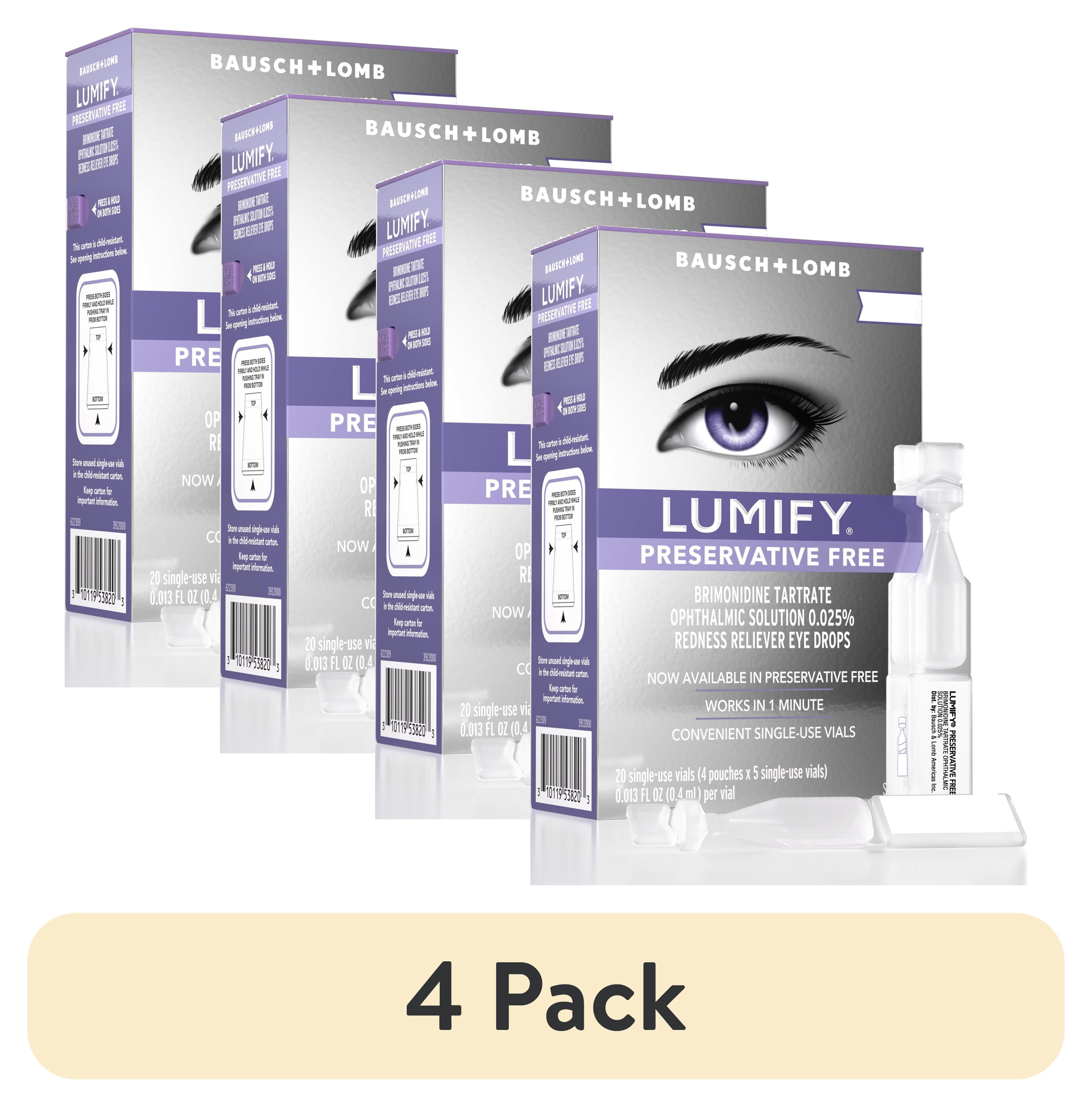 (4 pack) LUMIFY Preservative Free Redness Reliever Eye Drops, For ...