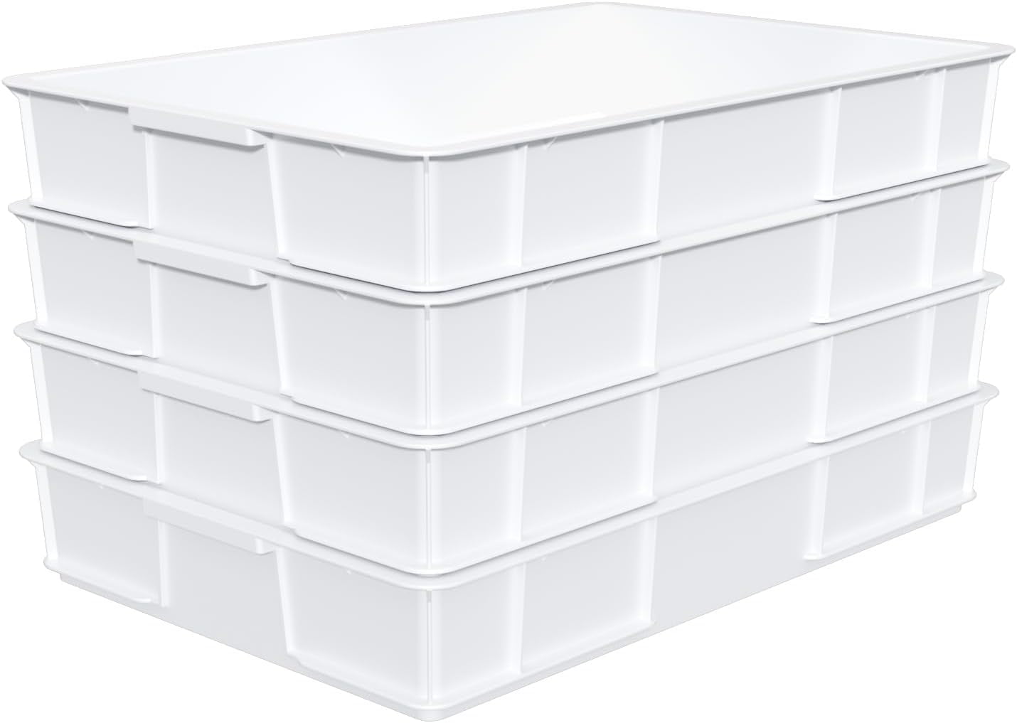 4-pack Large Commercial Plastic Pizza Dough Proofing Box, White, 23.6 ...