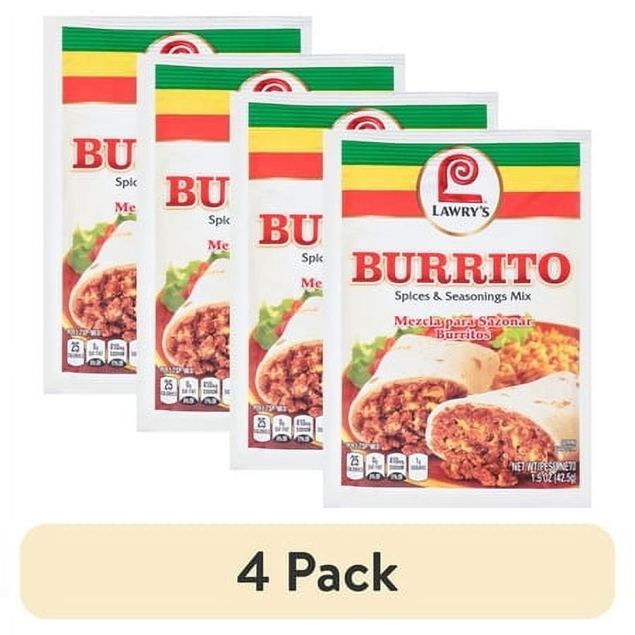 (4 pack) (4 pack) Lawry's Burrito Seasoning Mix, 1.5 oz Envelope ...