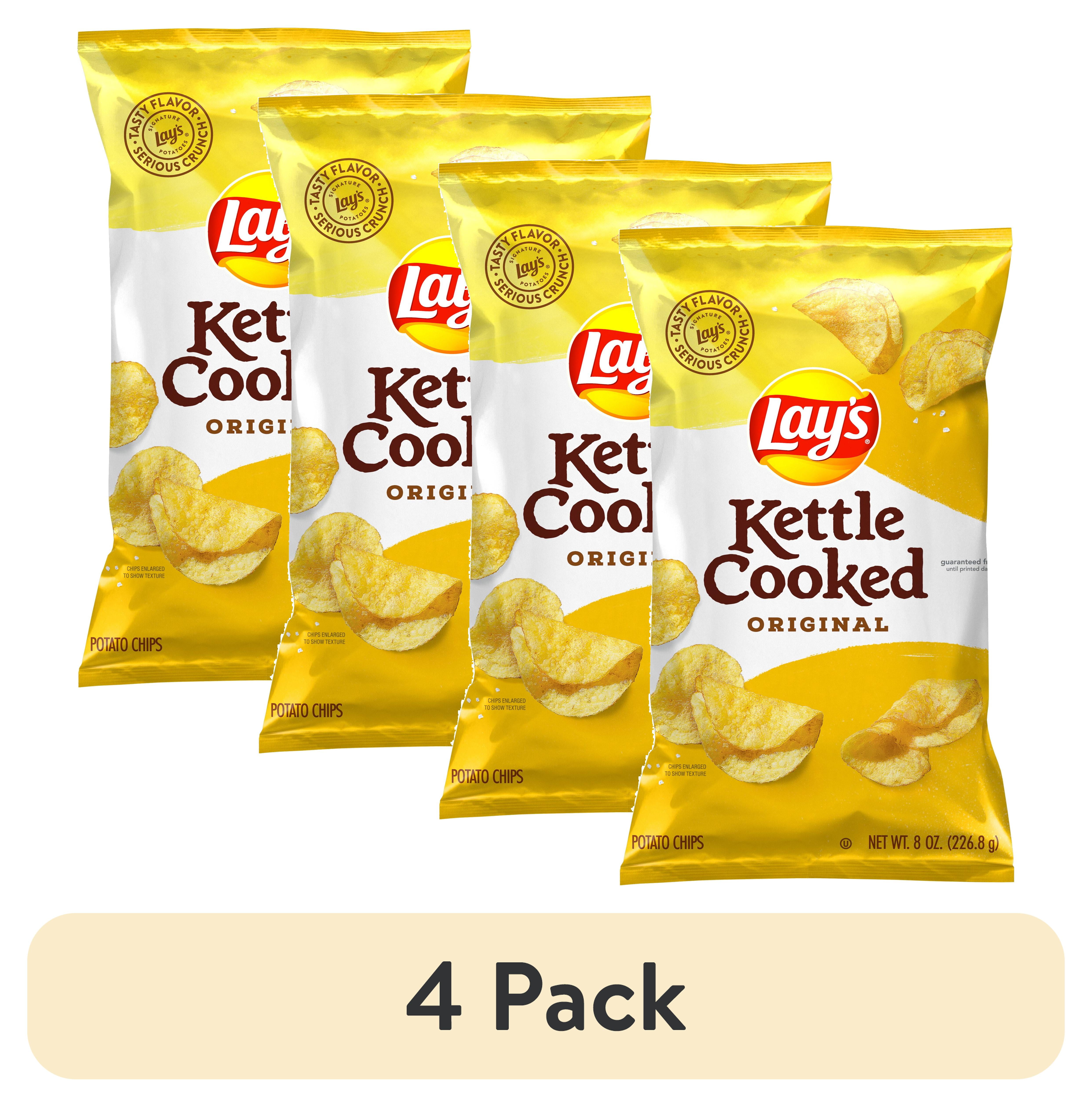 (4 pack) Lay's Kettle Cooked Original Flavored Potato Chips, 8 oz Bag ...