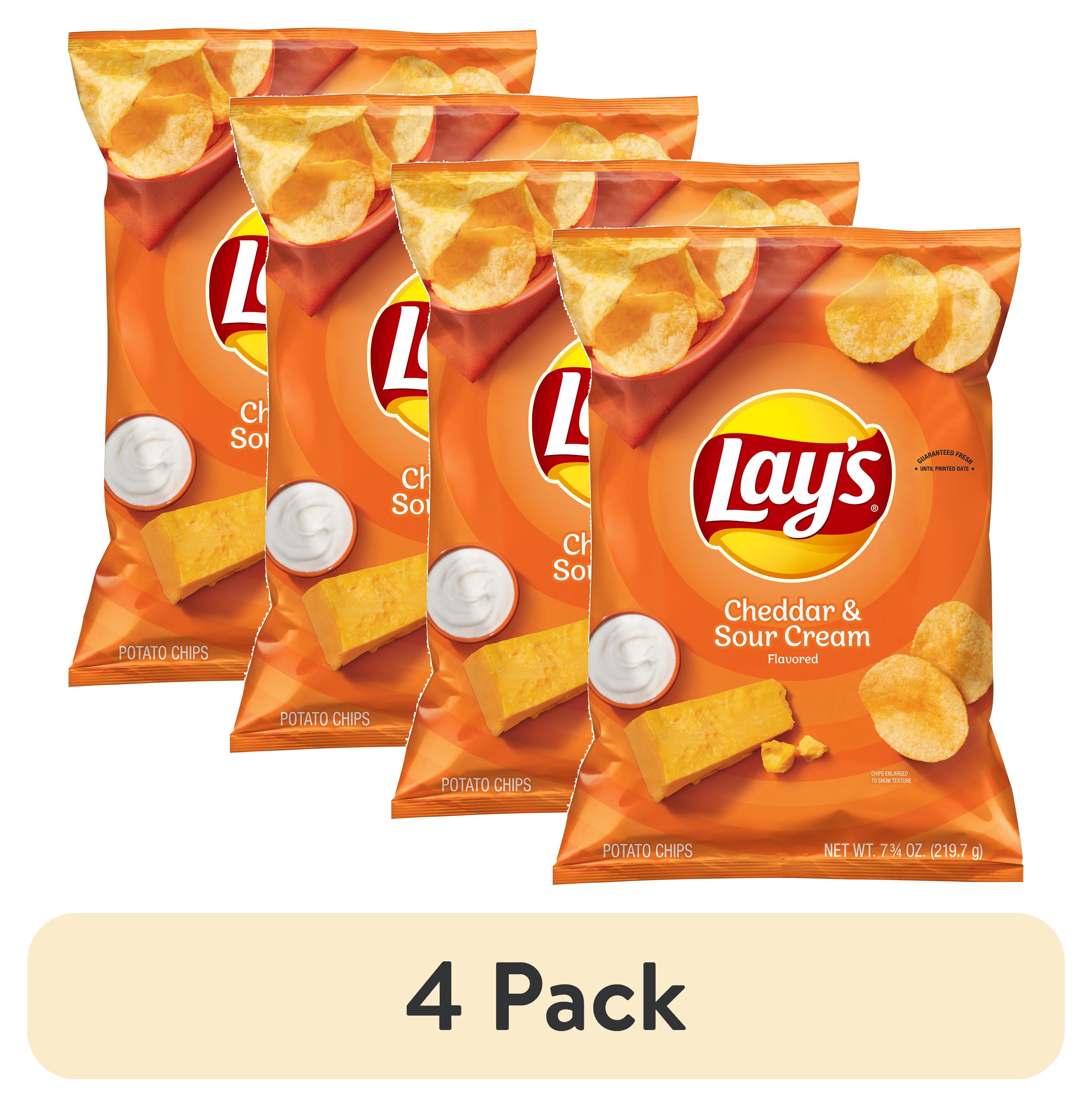 (4 pack) Lay's Potato Chips, Cheddar & Sour Cream, 7.75 oz Bag ...
