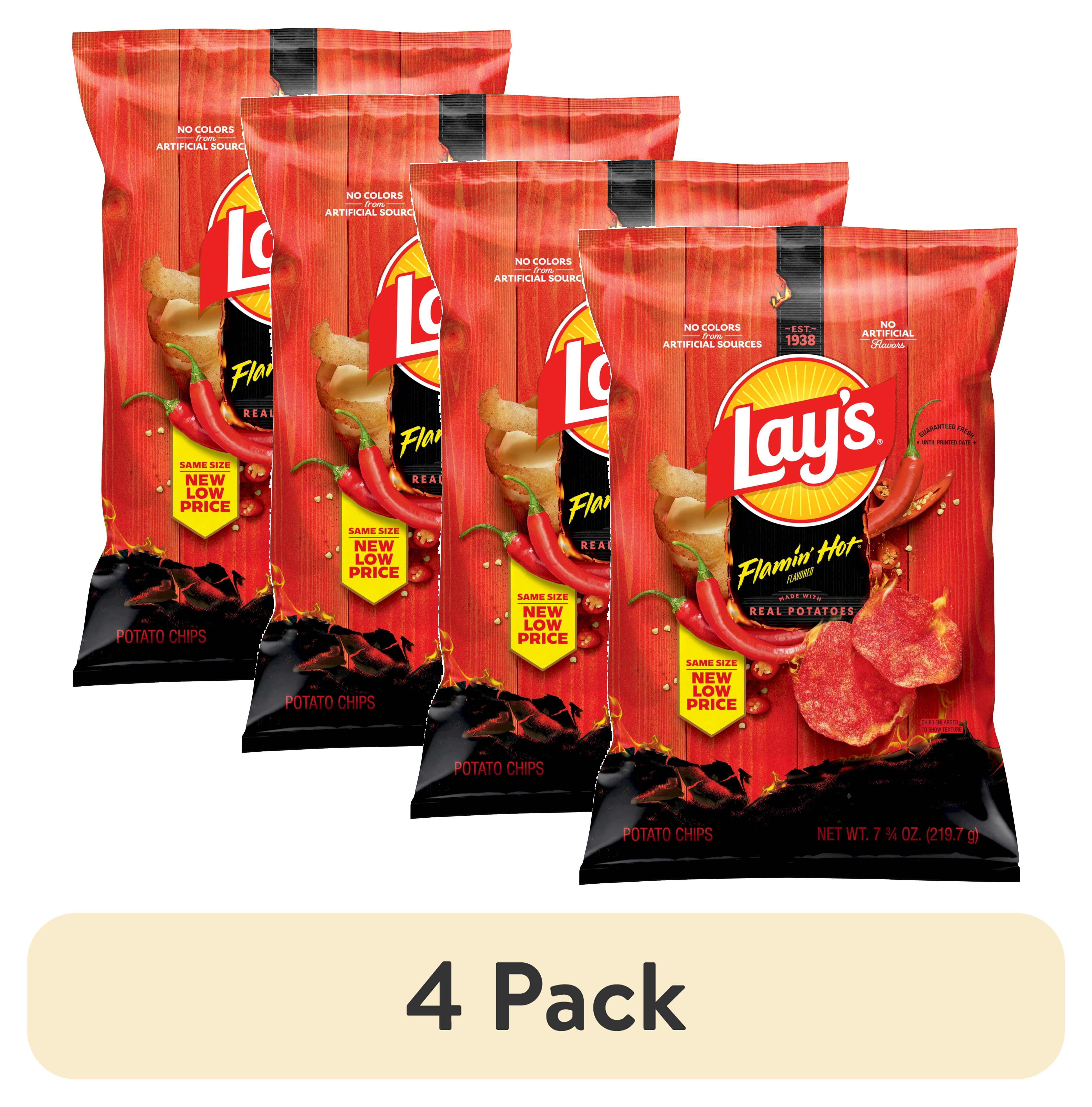 (4 pack) Lay's Potato Chips Flamin' Hot Flavored, 7.75 oz. Bag ...
