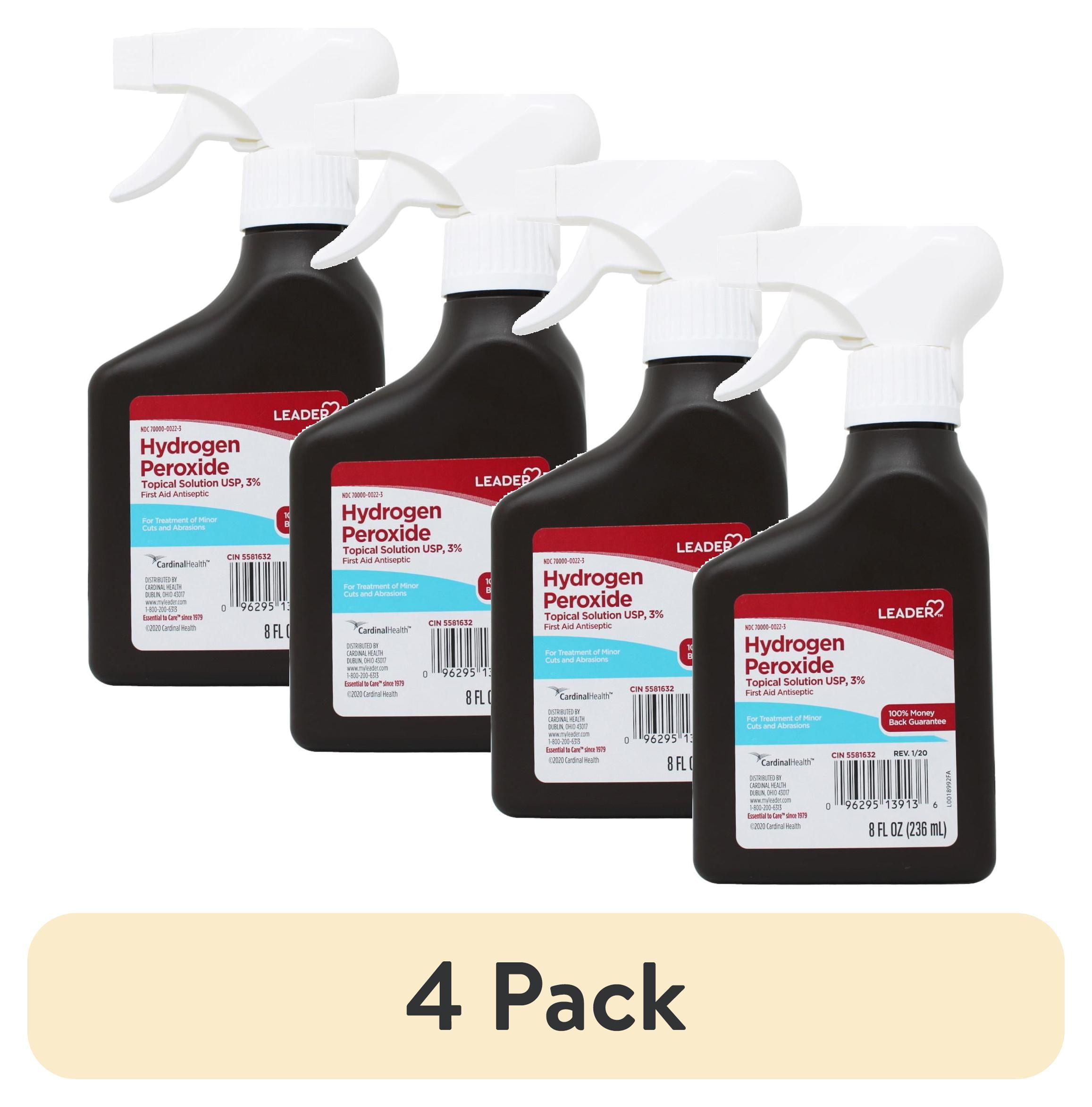 (4 pack) Leader Hydrogen Peroxide First Aid Antiseptic Topical Solution ...