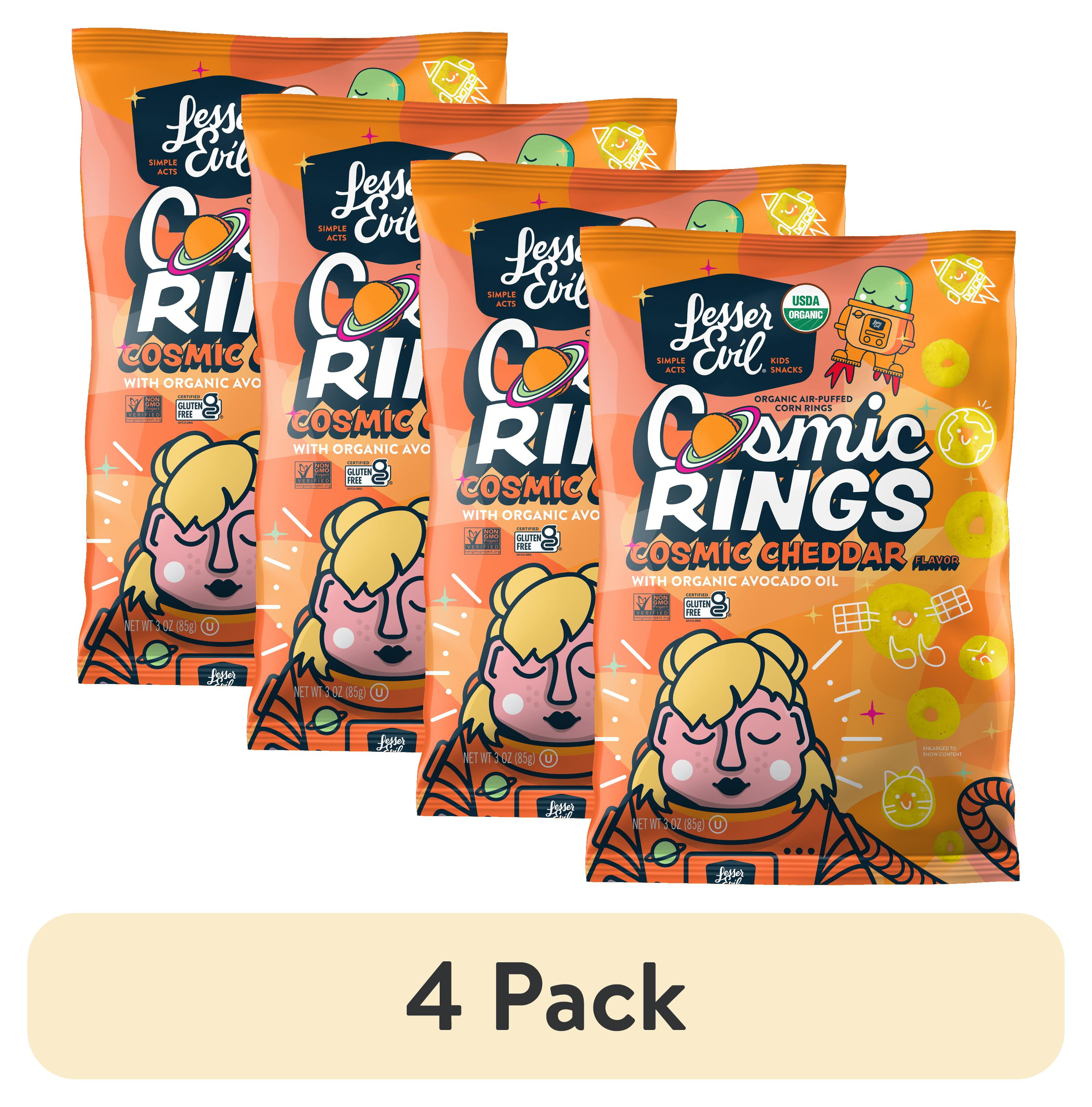 (4 pack) LesserEvil, Cosmic Cheddar with Avocado Oil, Air-Puffed ...