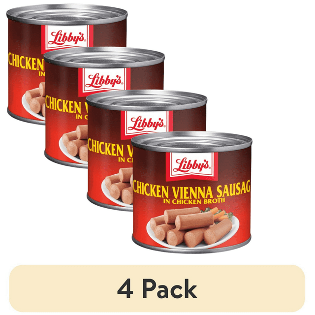 (4 pack) Libby's Chicken Vienna Sausage in Chicken Broth, 10g Protein ...