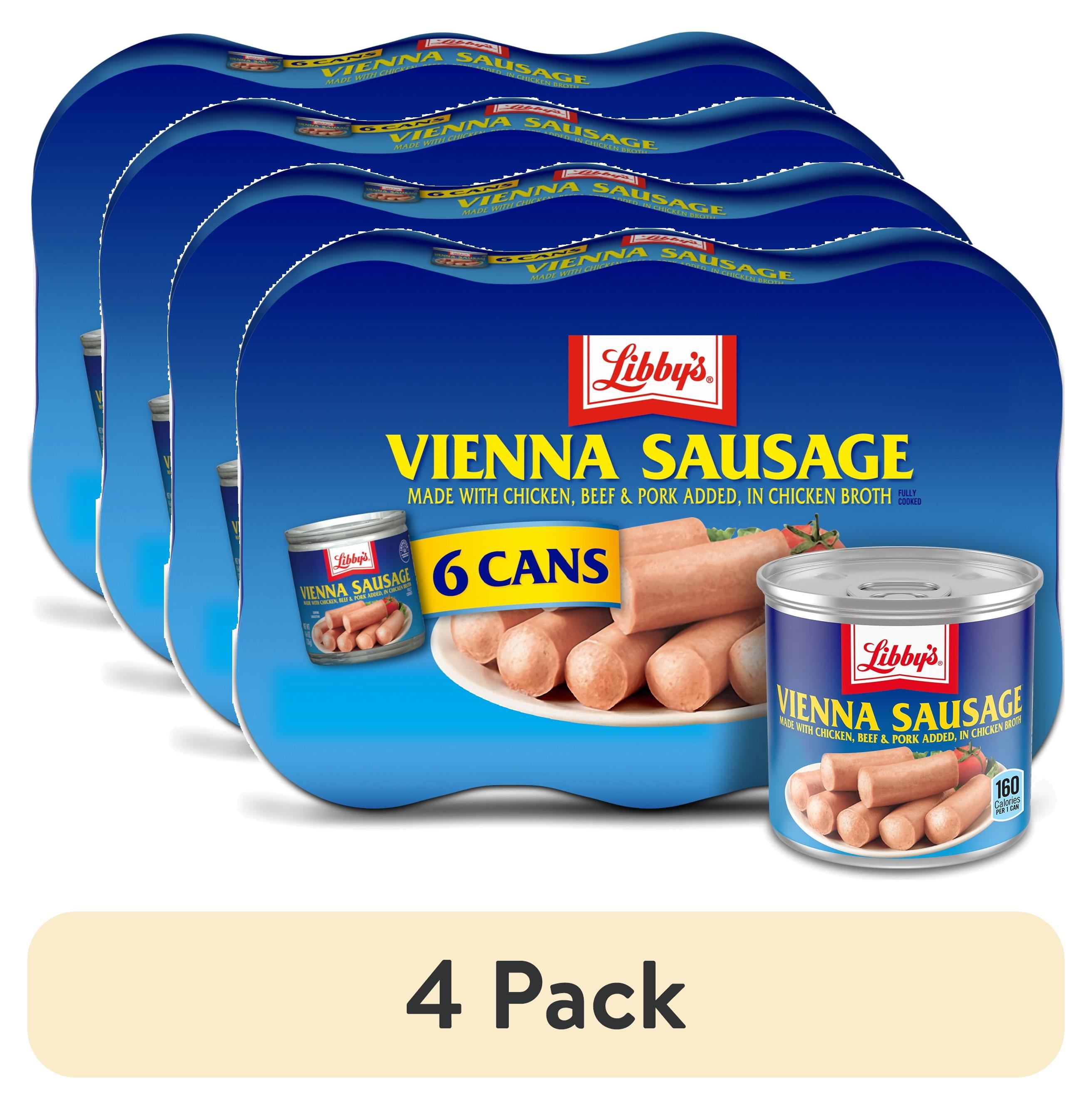 (4 pack) Libby's Vienna Sausages, 10g Protein Per Serving, 4.6 oz. Can (Pack of 6) - Walmart.com