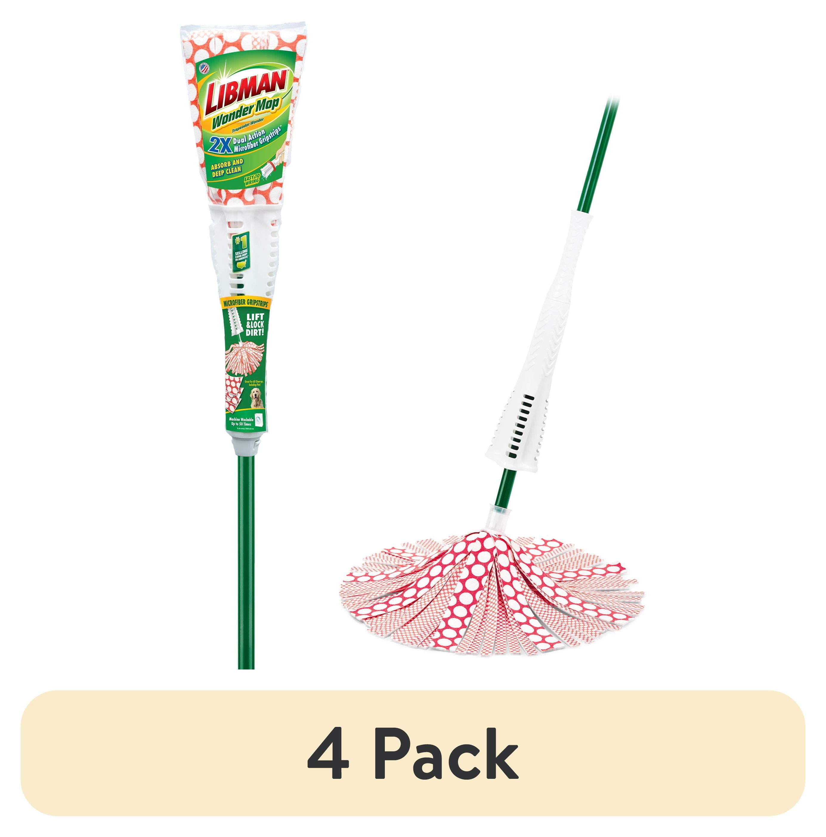 (4 pack) Libman Microfiber Wonder Mop with Green Steel Handle ...