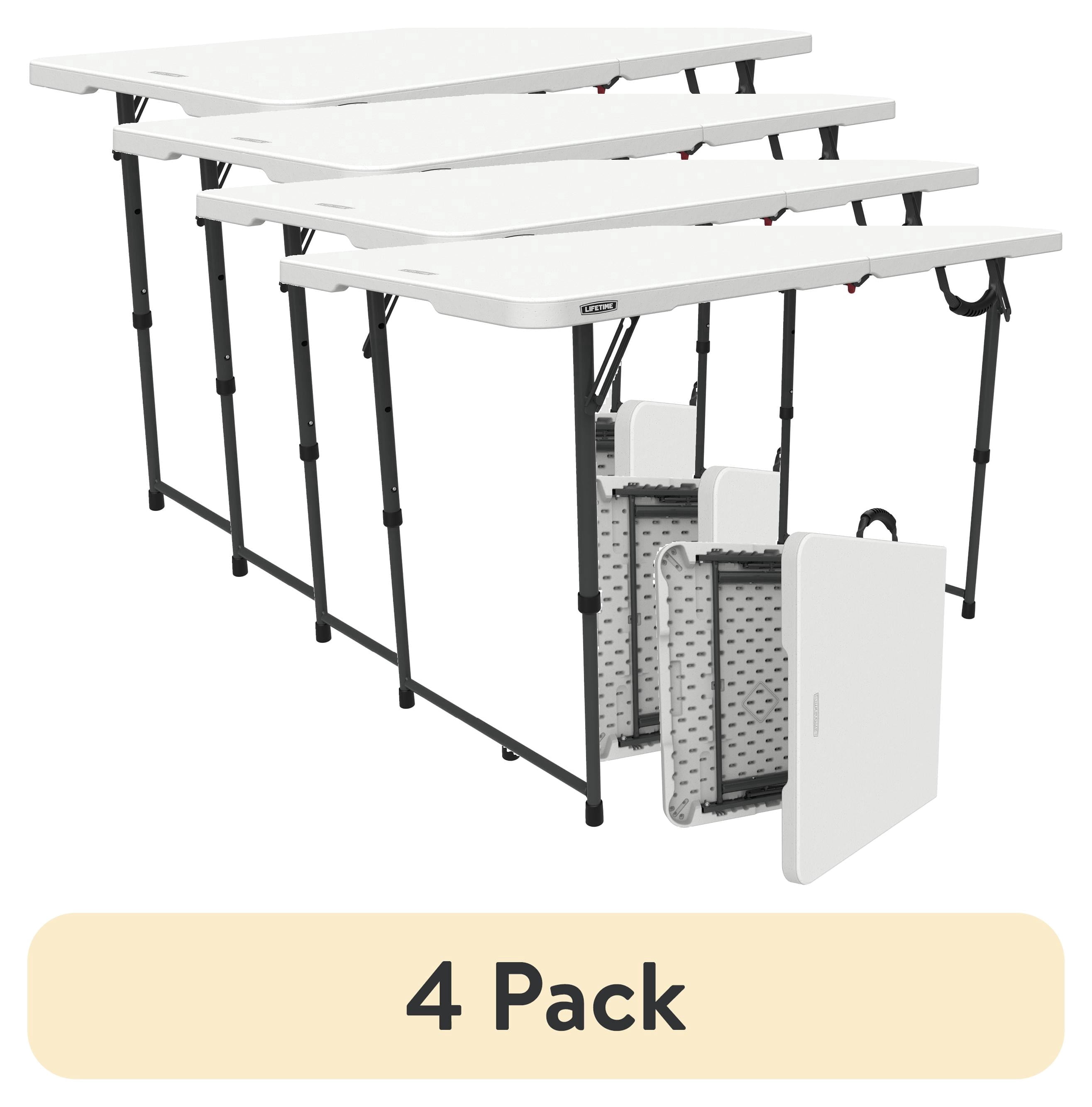 (4 pack) Lifetime 4 Foot Fold-in-Half Adjustable Height Table, Indoor ...