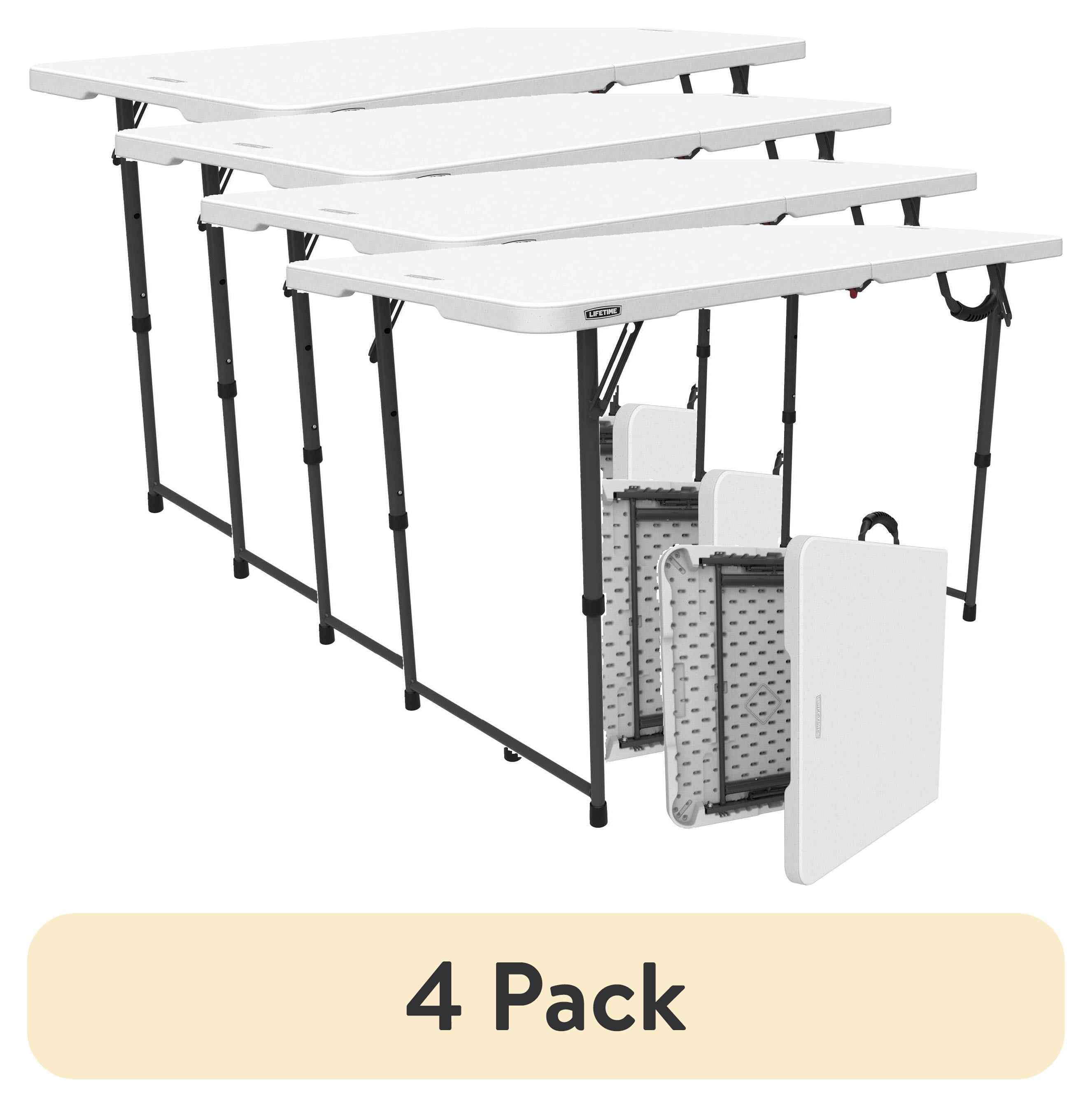(4 pack) Lifetime 4 Foot Fold-in-Half Adjustable Height Table, Indoor ...