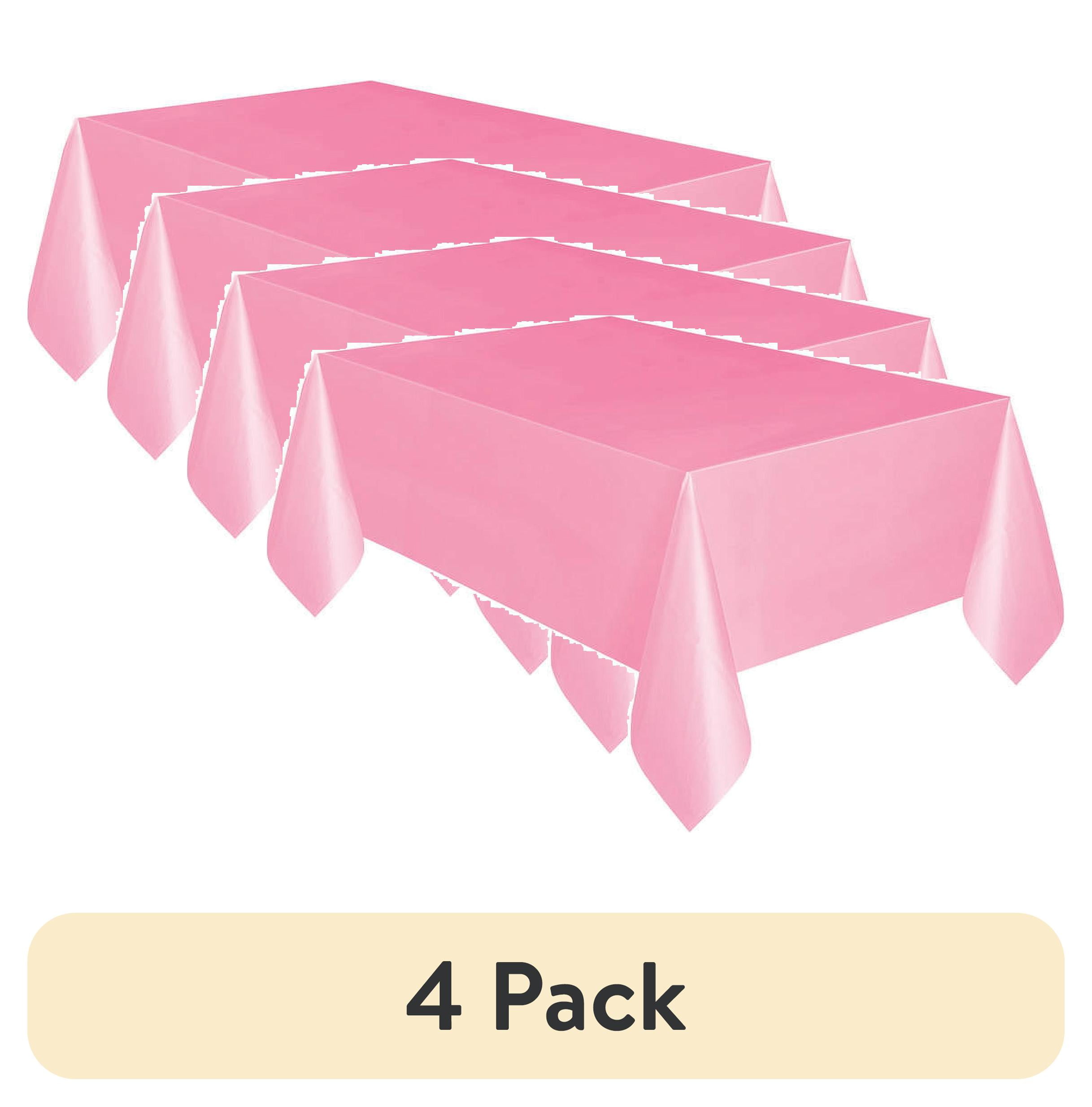 (4 pack) Rectangular 54" x 108" Light Pink Plastic Table Covers, 3 ...