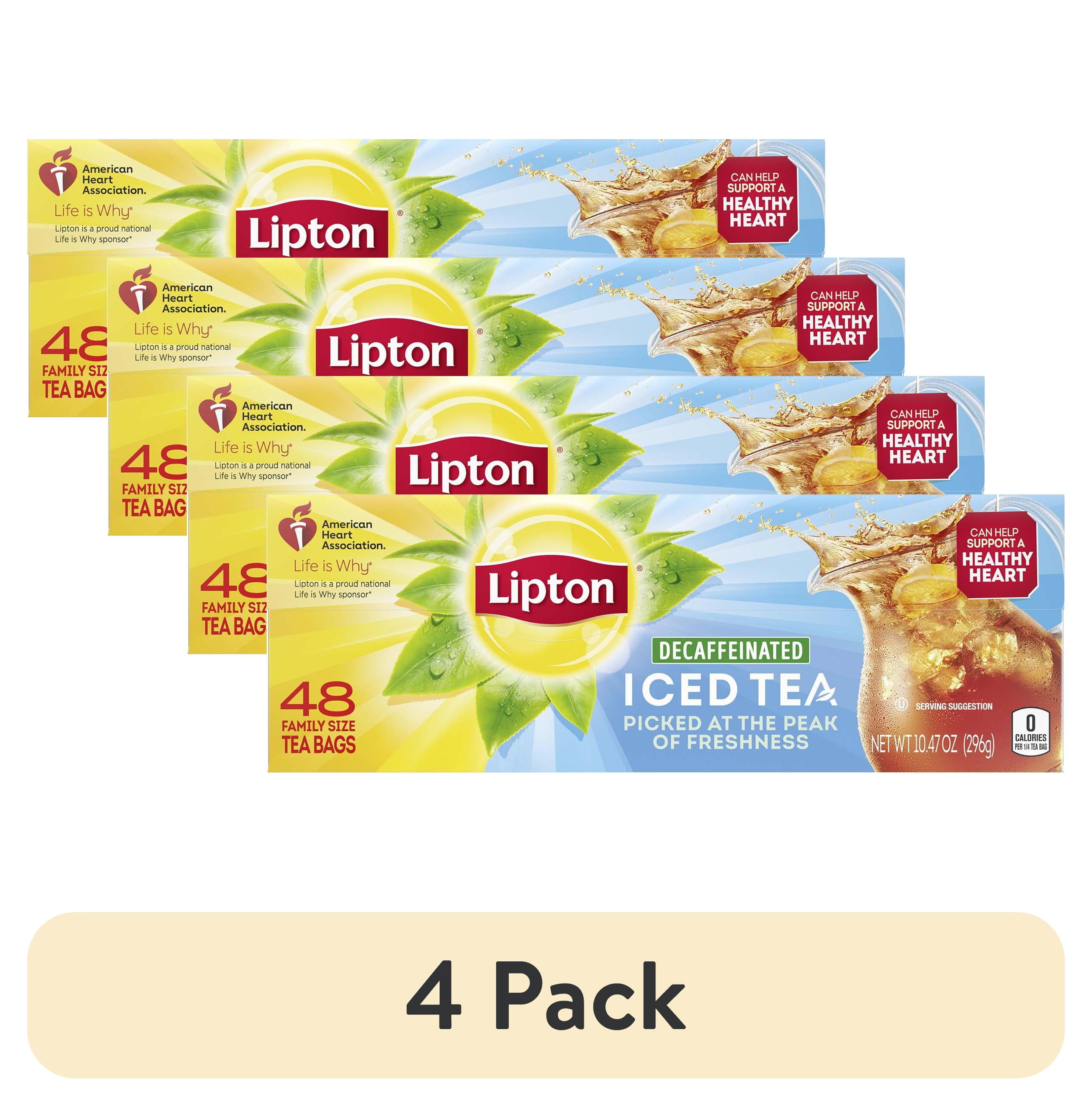 (4 pack) Lipton Black tea Family Iced Tea Bags, 48 ct - Walmart.com