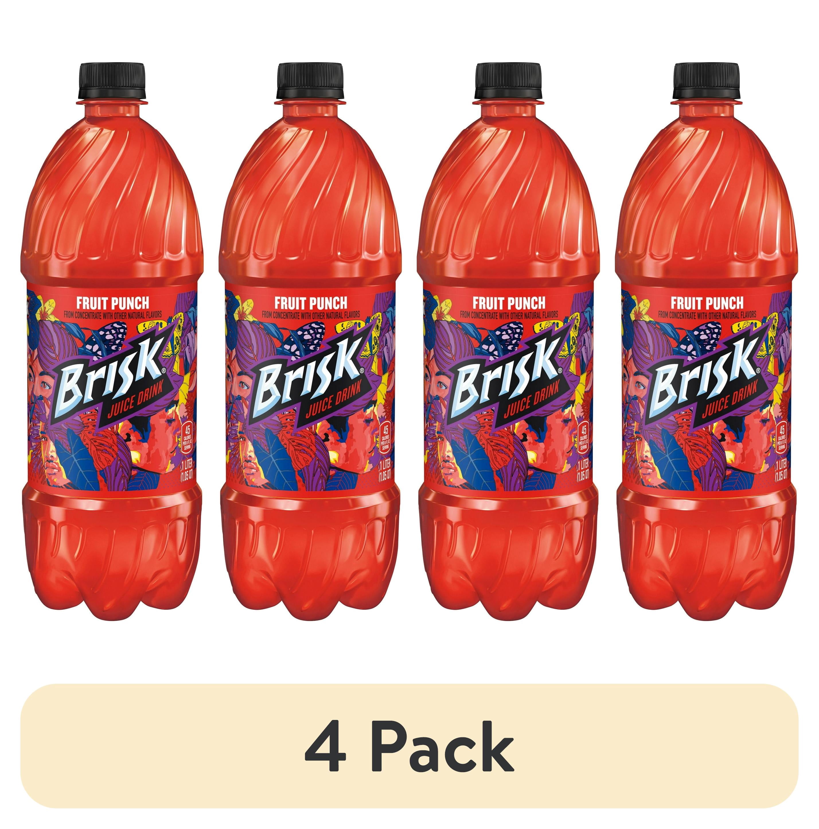 (4 pack) Lipton Brisk Fruit Punch Juice, 1 Liter, Bottle(1Count ...