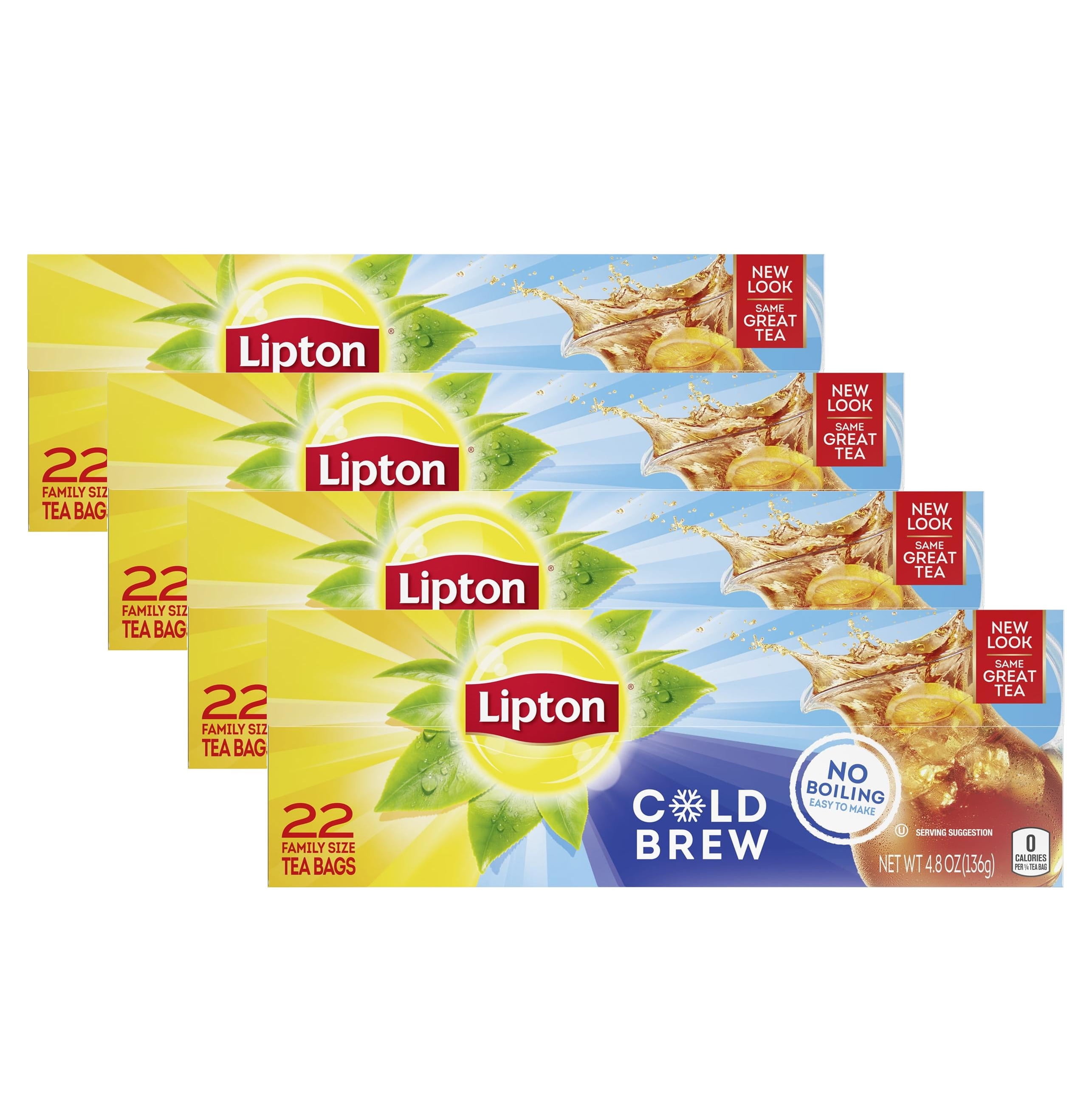 (4 pack) Lipton Iced Black Tea Family Size, Tea Bags, 22 Ct - Walmart.com