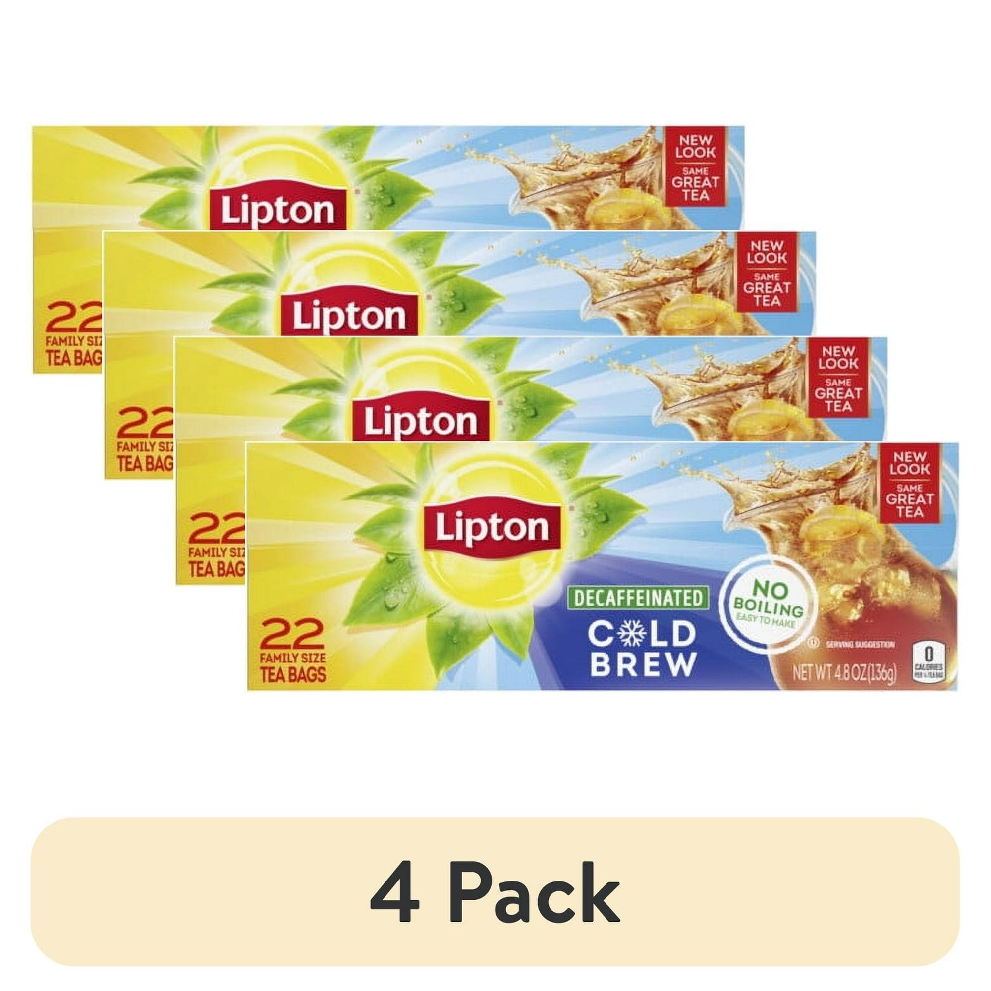 (4 pack) Lipton Decaffeinated Cold Brew Iced Black Tea, Unsweetened ...