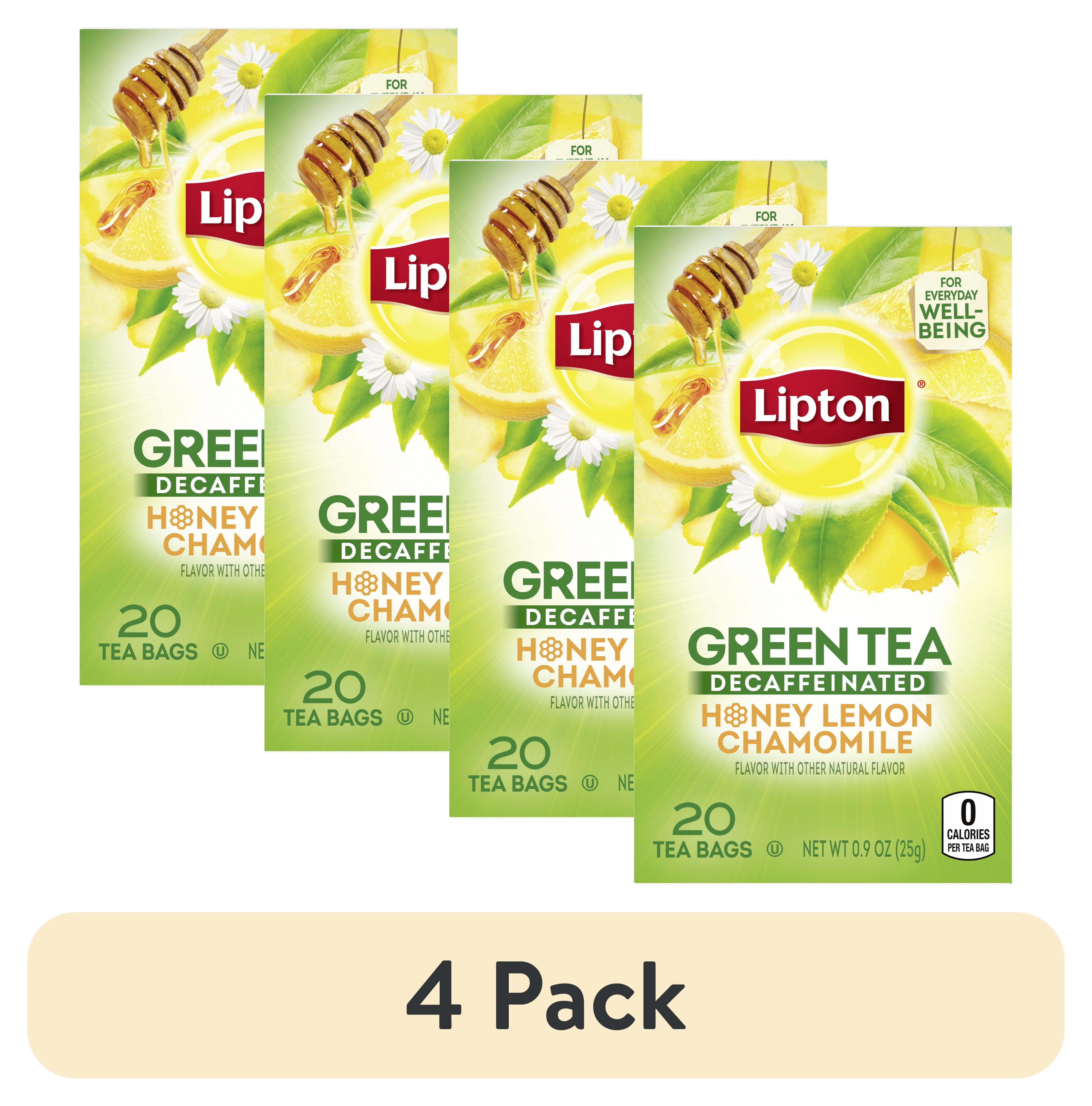 (4 pack) Lipton Green Tea, Honey Lemon Chamomile, Decaffeinated, Tea ...