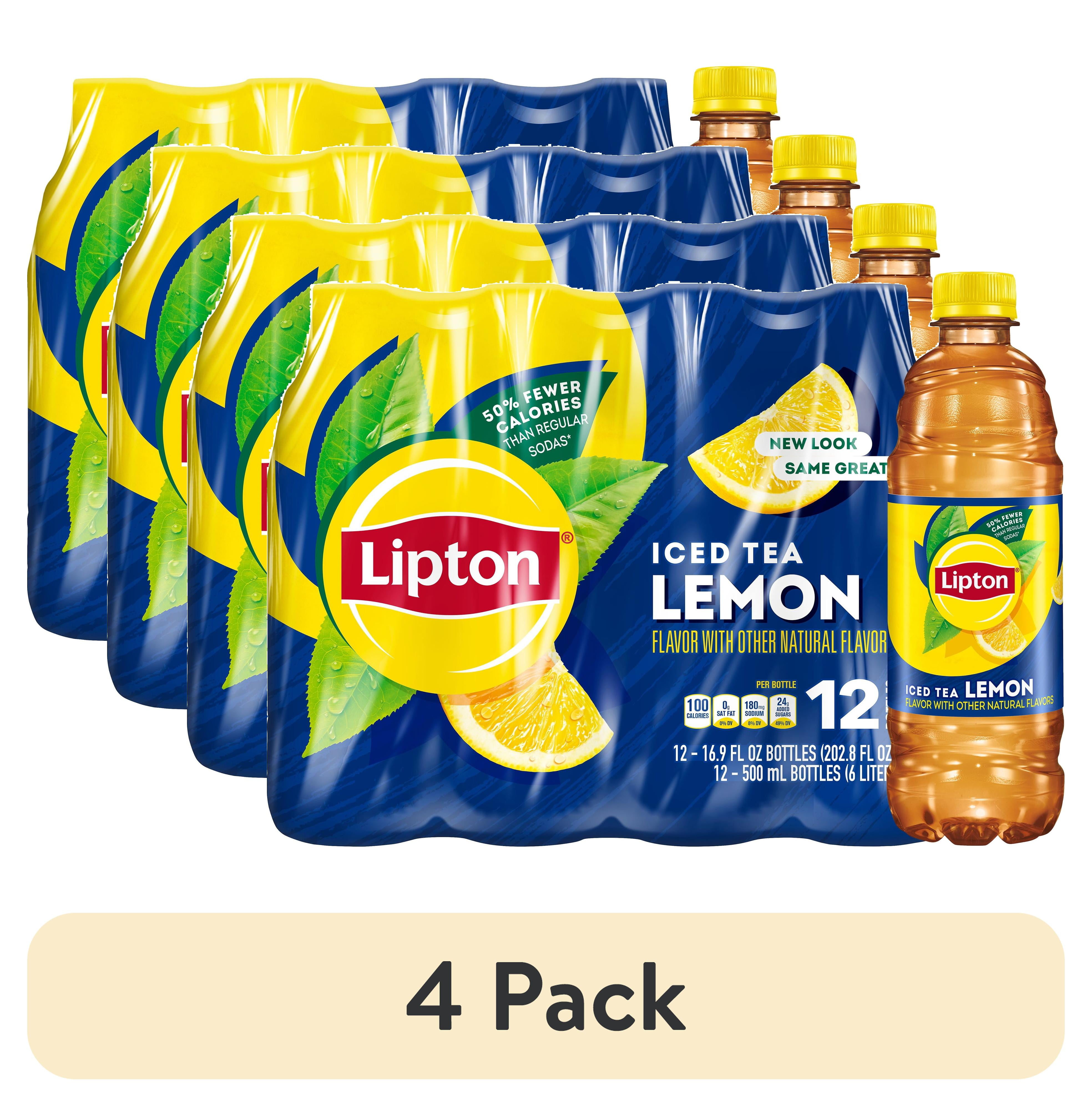 (4 pack) Lipton Lemon Iced Tea, 16.9 fl oz, 12 Pack Bottles - Walmart.com