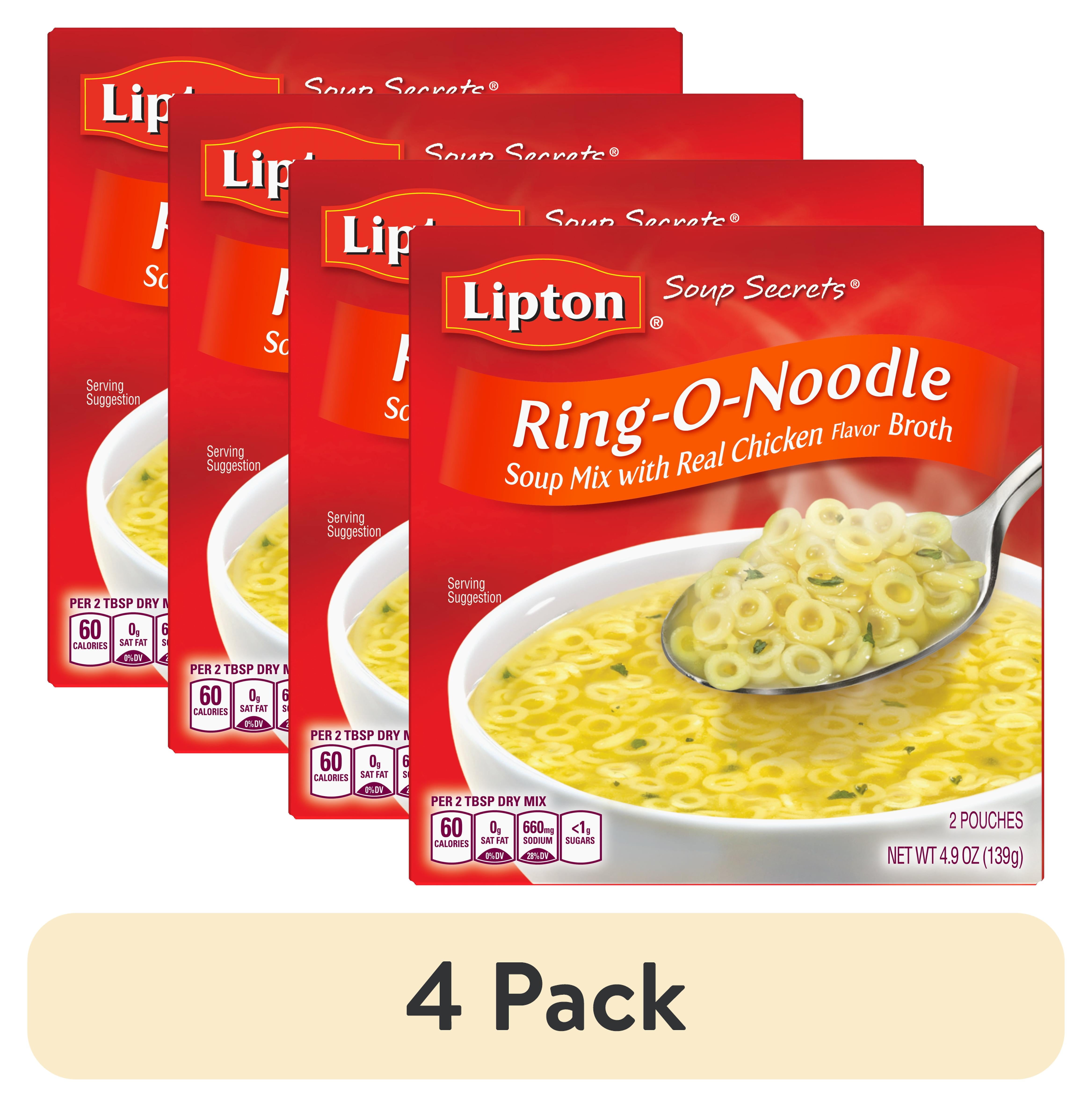 (4 pack) Lipton Soup Secrets Ring-O-Noodle Instant Soup Mix, 4.9 oz ...