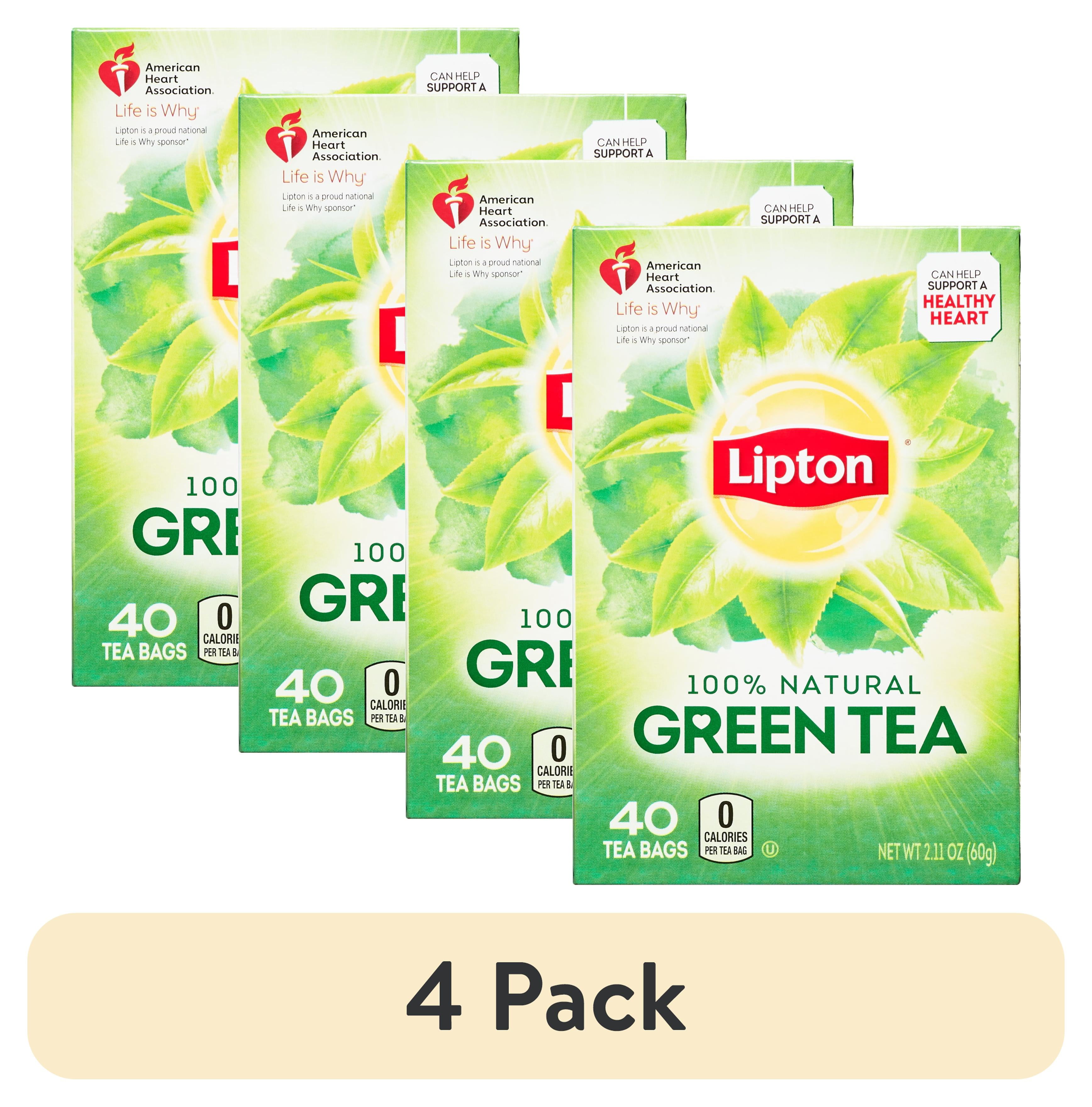 (4 pack) Lipton Tea Bags, Green Tea, 40 Green Tea Bags per Box (1 Pack ...