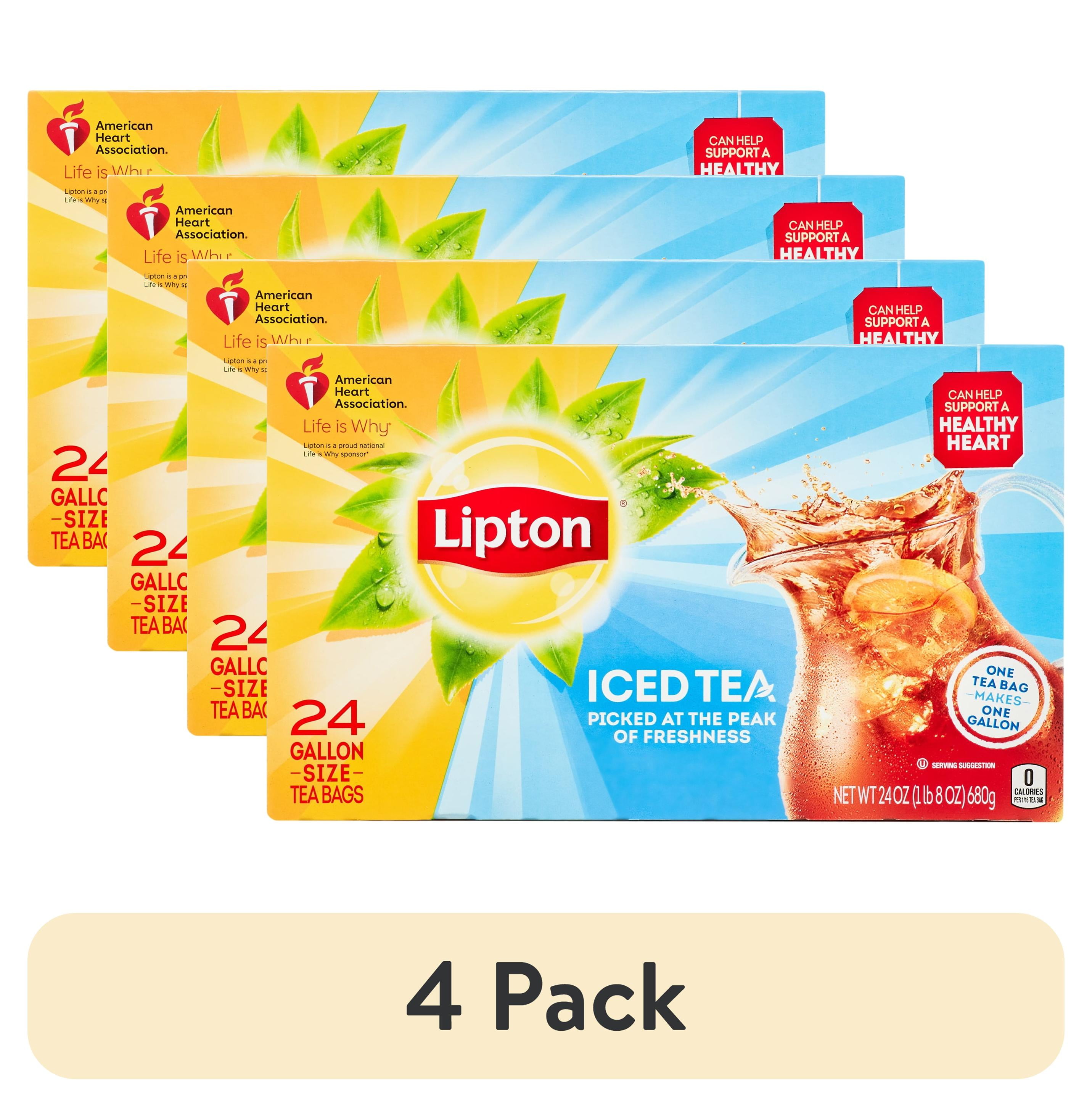(4 pack) Lipton Unsweetened Black Tea Bags, Gallon Size, 24 Count ...