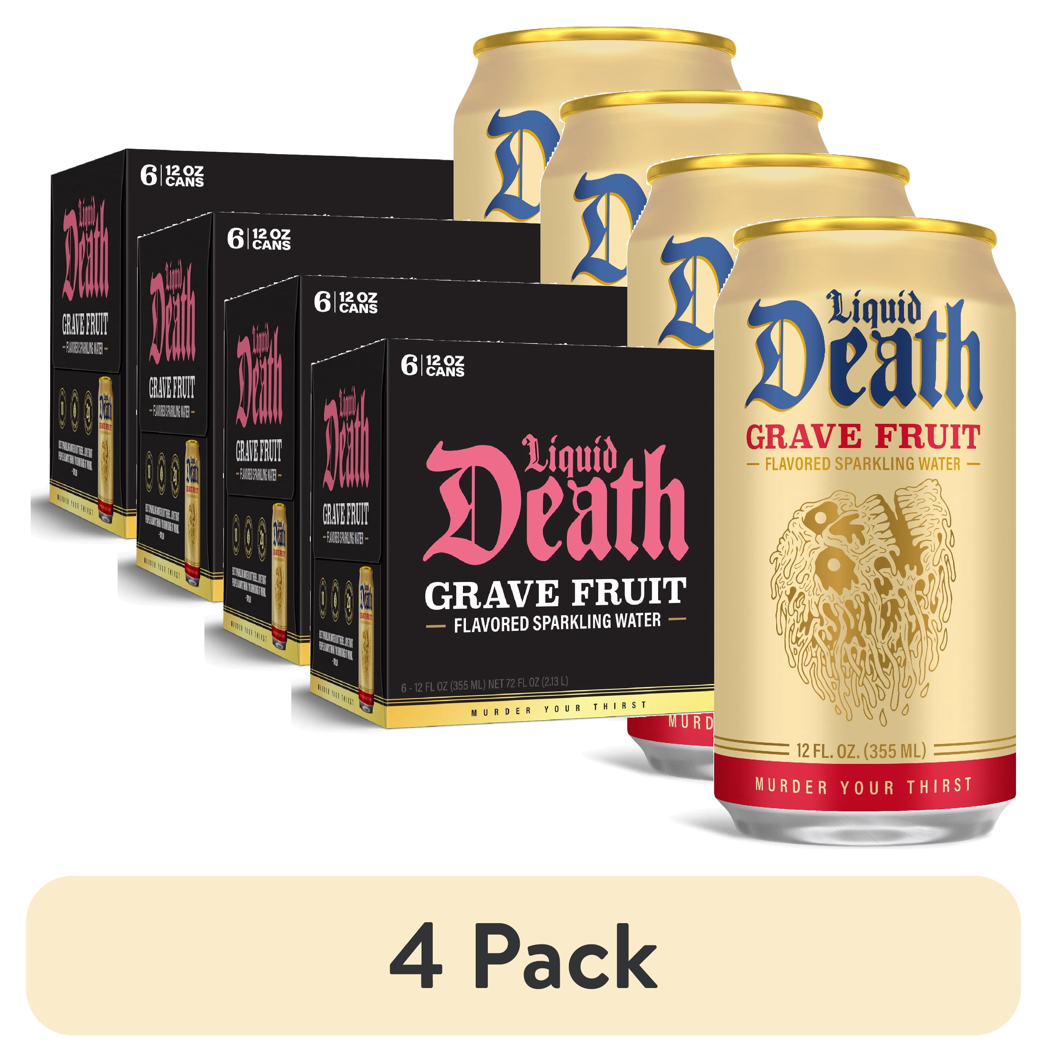 (4 pack) Liquid Death, Grave Fruit, Grapefruit-Flavored Sparkling Water ...