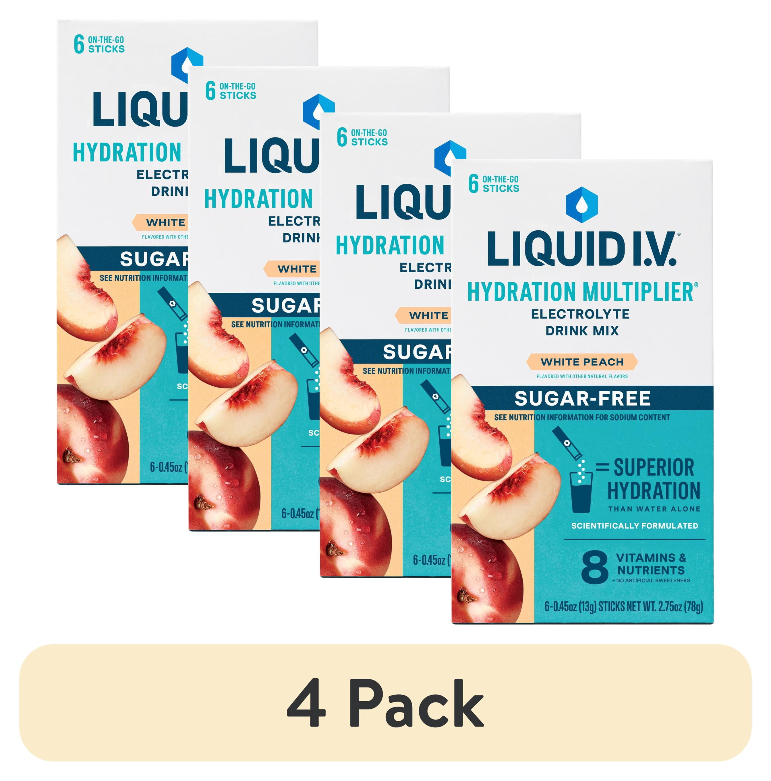 (4 pack) Liquid I.V.® White Peach Hydration Multiplier® Sugar-Free ...