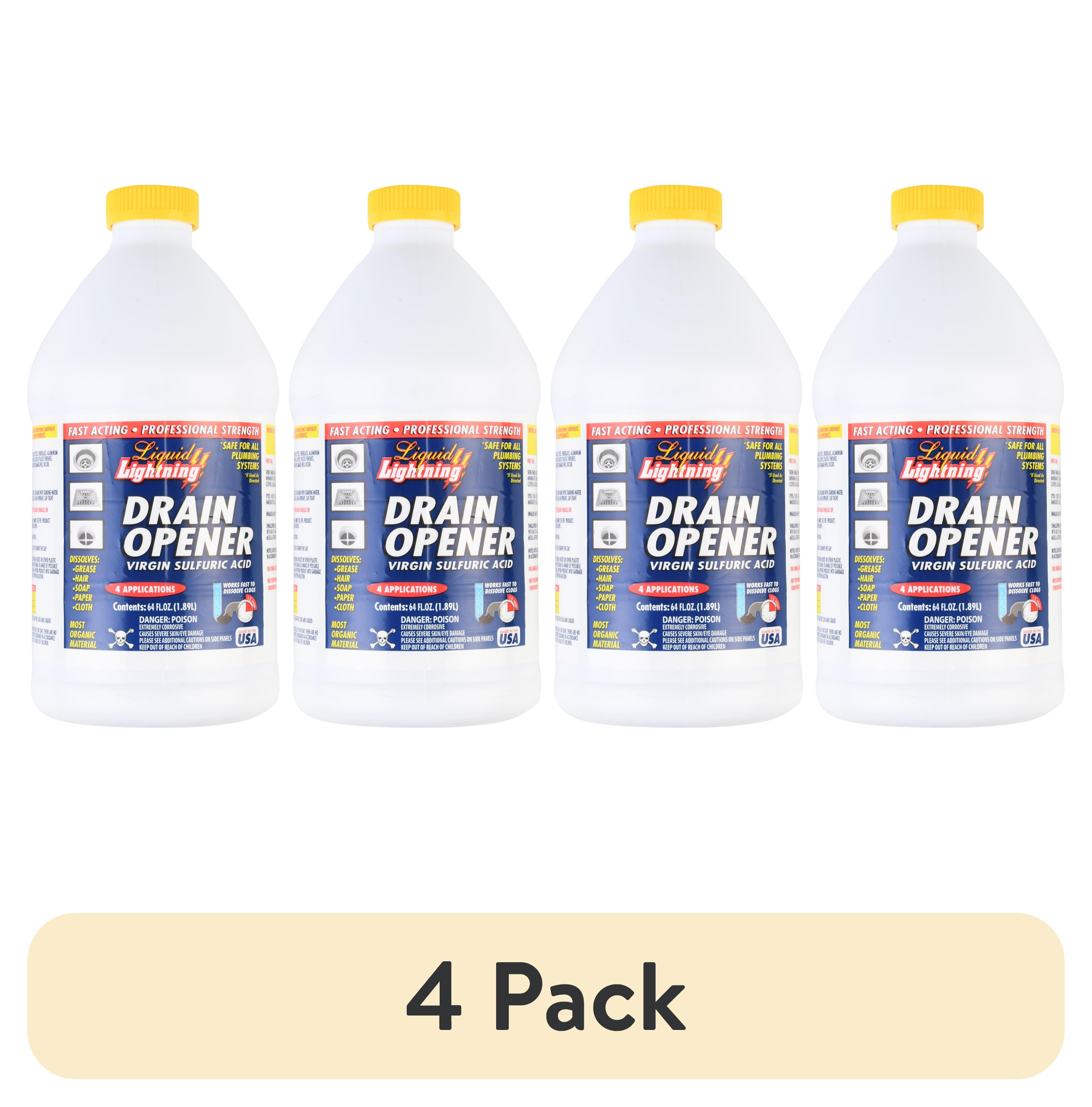 (4 pack) Liquid Lightning Virgin Sulfuric Acid Drain Opener, 64oz - Walmart.com