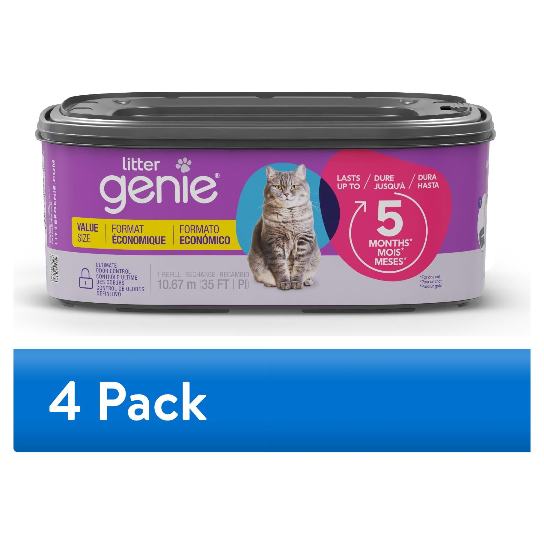 (4 pack) Litter Genie Cat Litter Disposal Jumbo refill, Value Pack ...