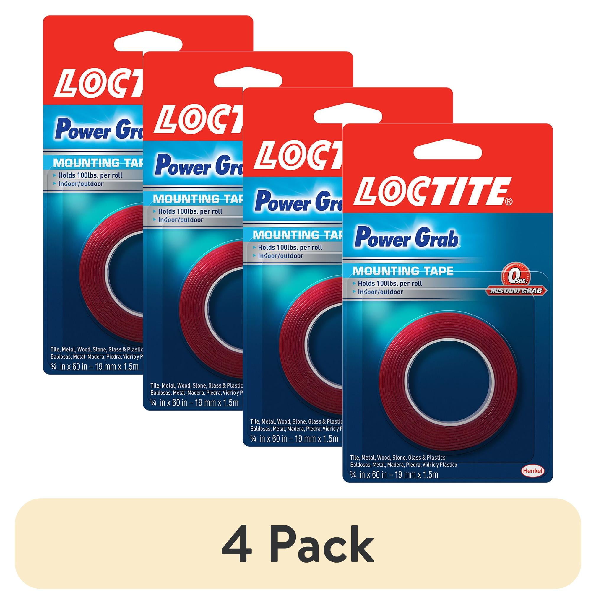 (4 pack) Loctite Power Grab Mounting Tape, 0.75 in x 60 in, 1 Roll ...