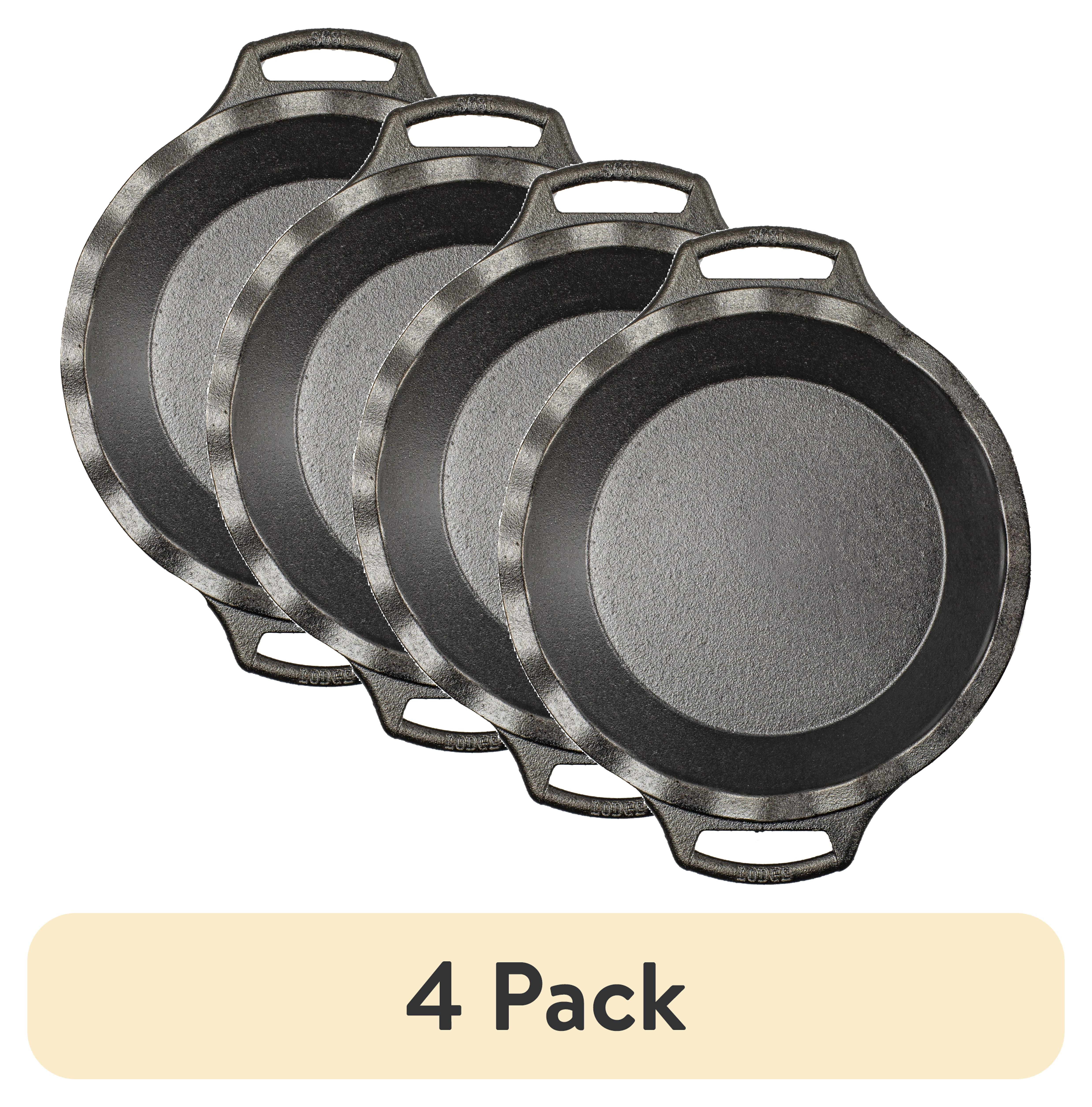 (4 pack) Lodge Cast Iron Crimped Pie Pan Seasoned Dual Handles 9 ...