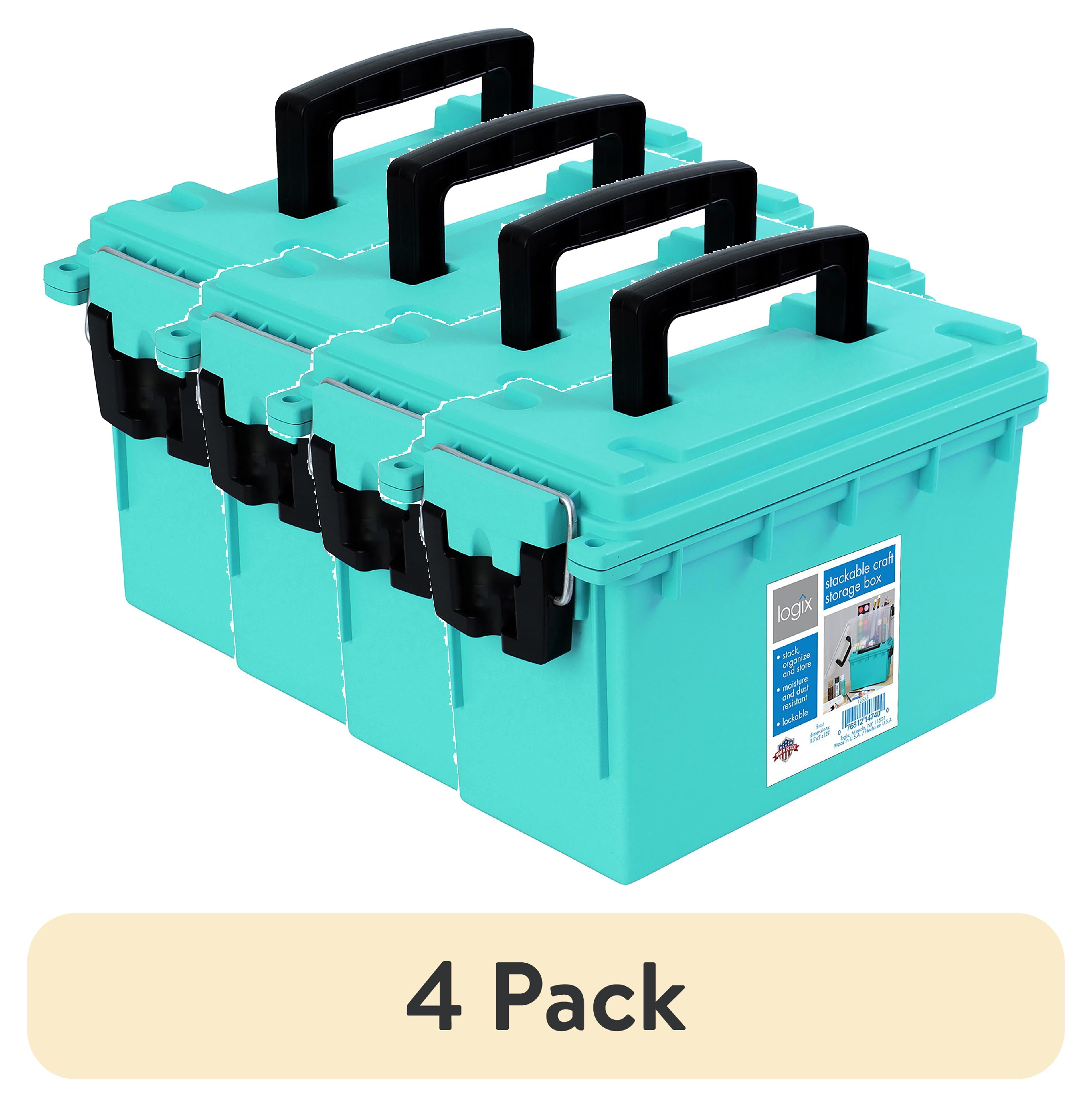 (4 pack) Logix Stackable Craft Storage Box, Teal - Walmart.com