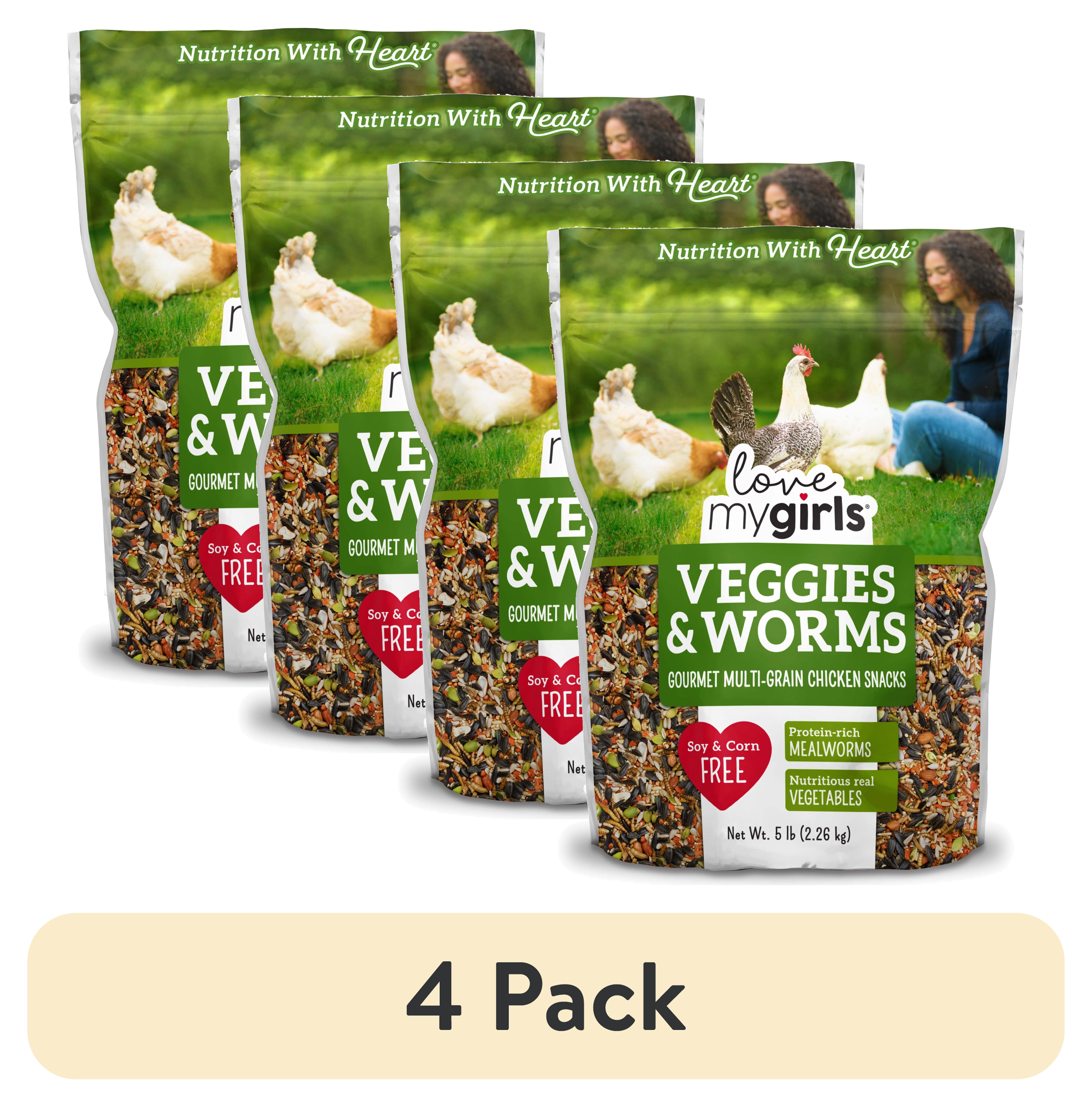 (4 pack) Love My Girls Veggies & Worms Gourmet Multi-Grain Chicken ...
