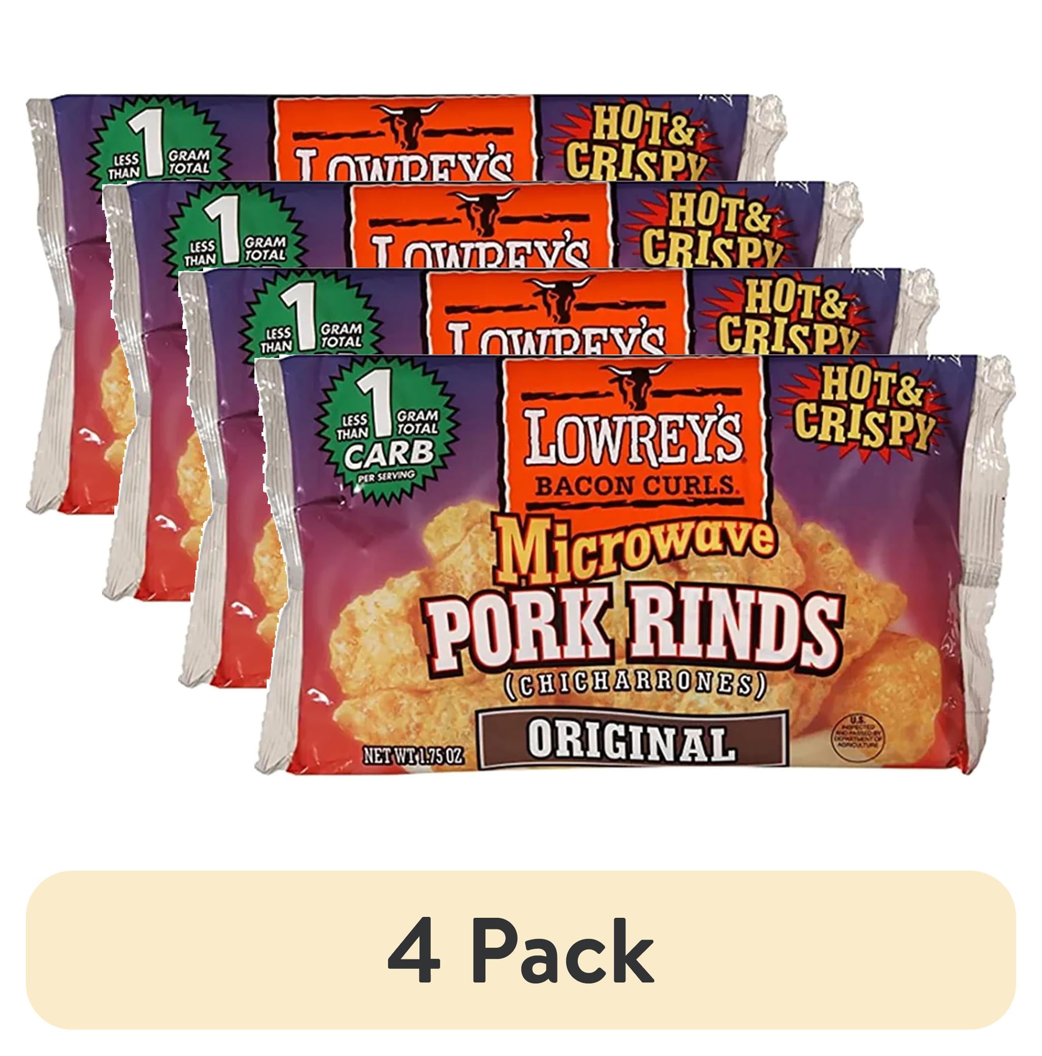 (4 pack) Lowrey's Microwave Popcorn Pork Rinds, Original, 1.75oz ...