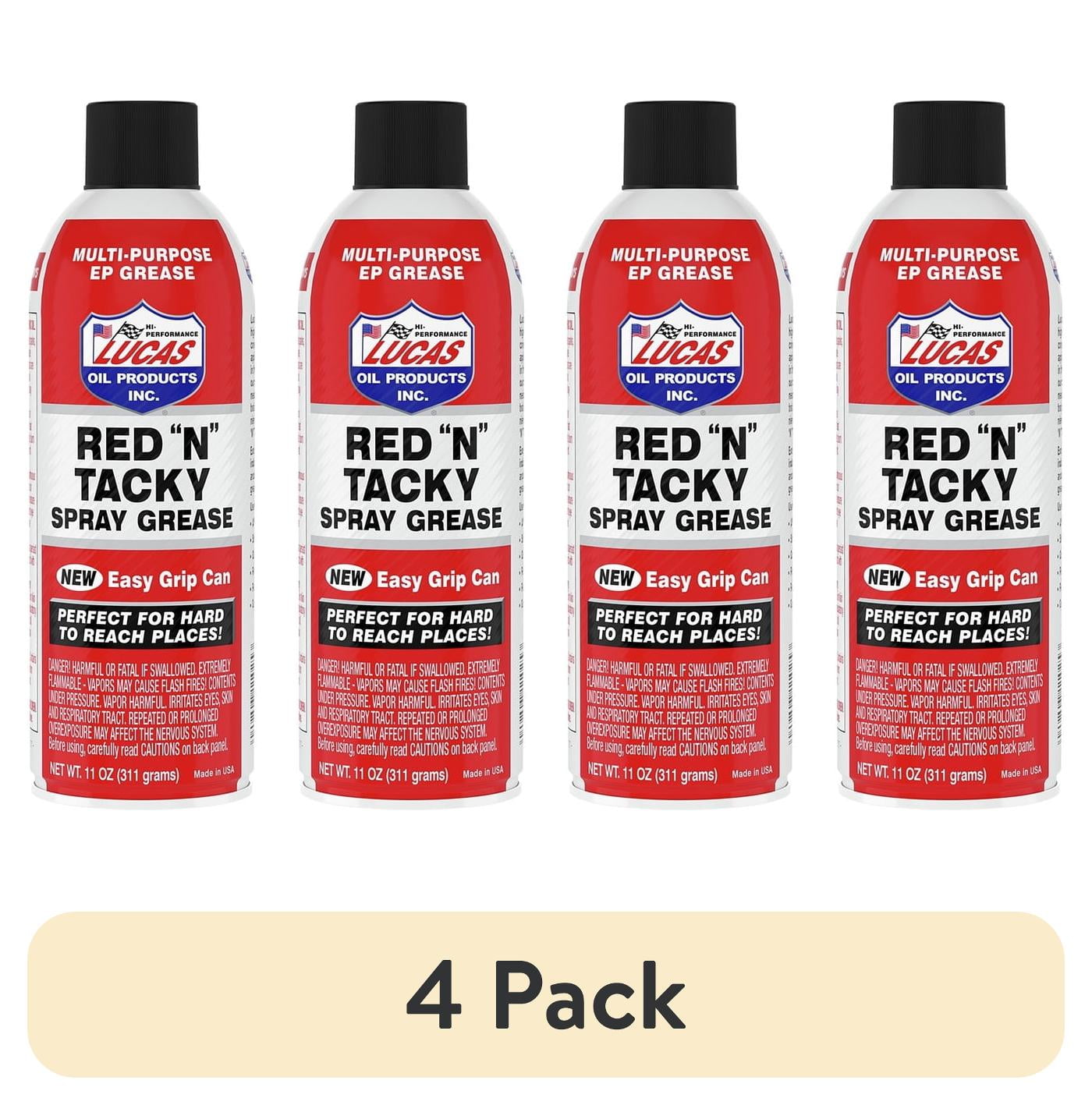(4 pack) Lucas Oil Red N Tacky Spray Grease 11 Ounce Easy Grip Can 8 ...
