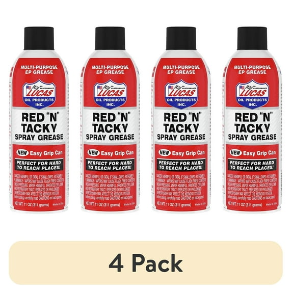 (4 pack) Lucas Oil Red N Tacky Spray Grease 11 Ounce Easy Grip Can 8 ...