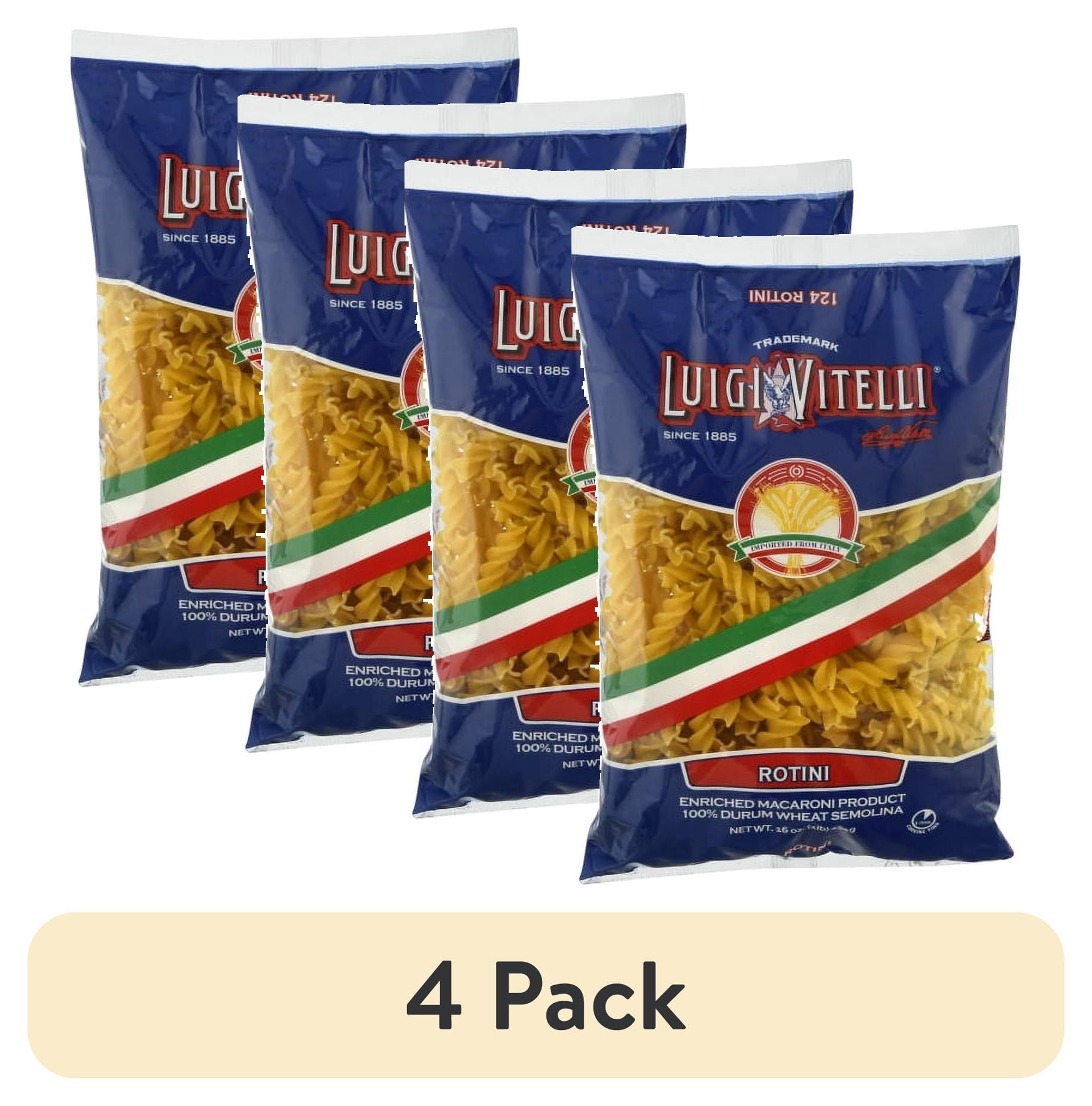 (4 pack) Luigi Vitelli Rotini Pasta, 100% Durum Wheat Semolia, 16oz ...