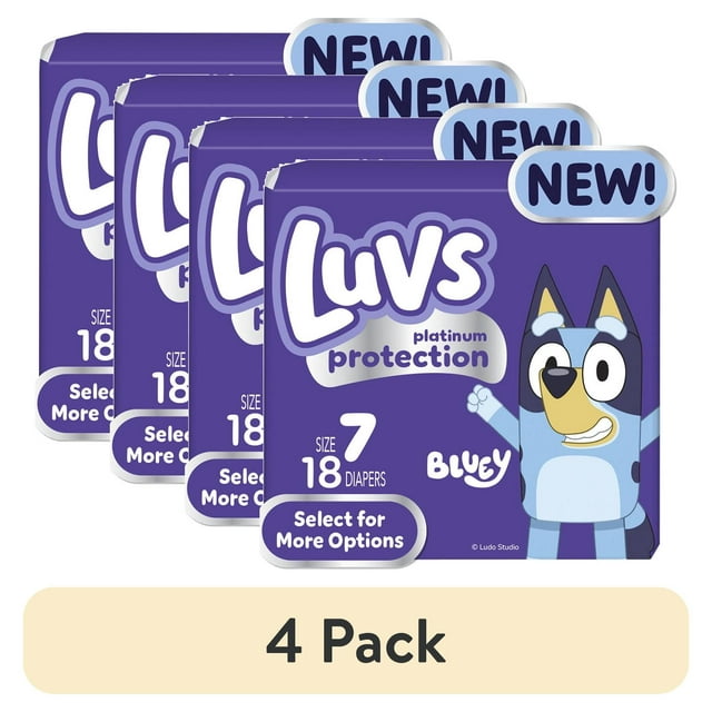 (4 pack) Luvs Platinum Protection Baby Diapers, Size 7 (41+ lbs), 18 ...