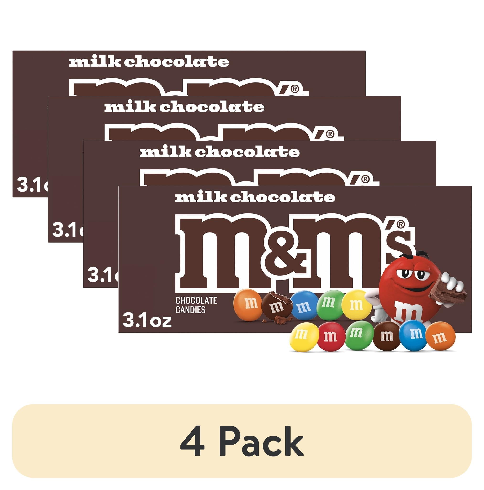 (4 pack) M&M'S Milk Chocolate Candy Movie Theater Box, 3.1 oz pack of 3 ...