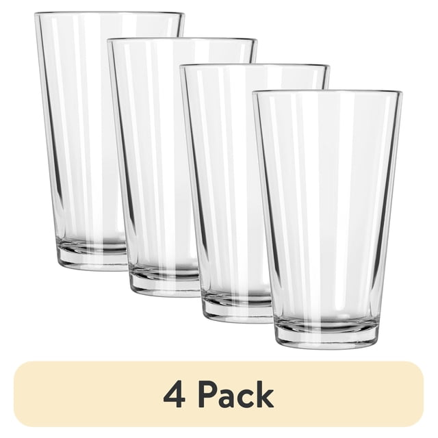 (4 pack) Mainstays 16 oz Clear Pint Glass - Walmart Business Supplies