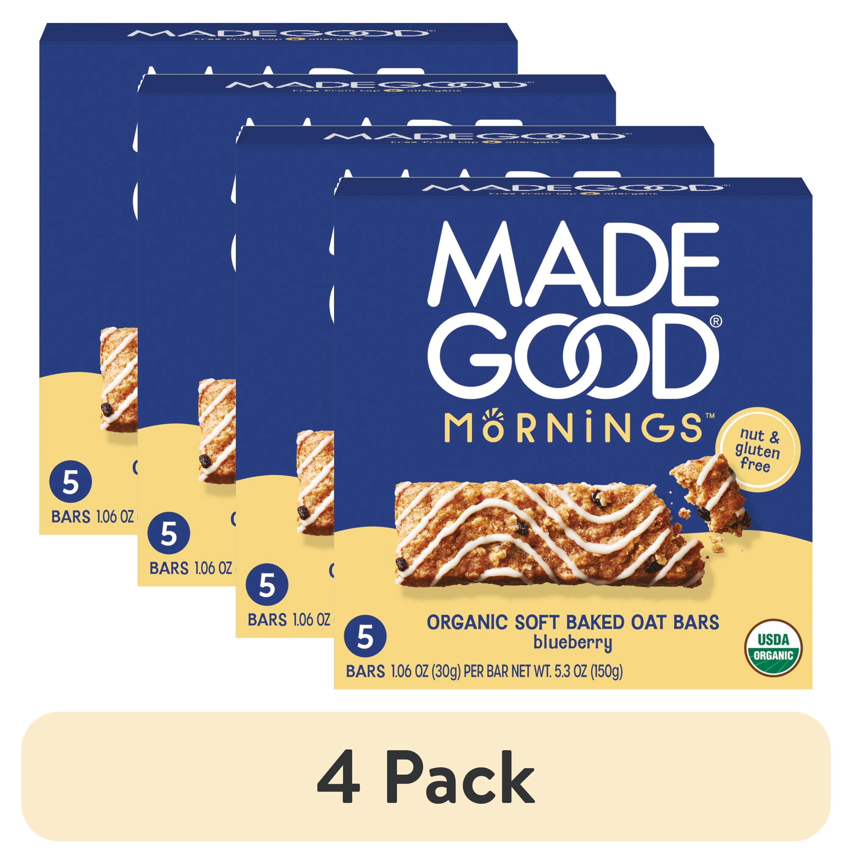 (4 pack) MadeGood Blueberry Morning Bar, 5 Healthy Breakfast Bars, 1.06 ...