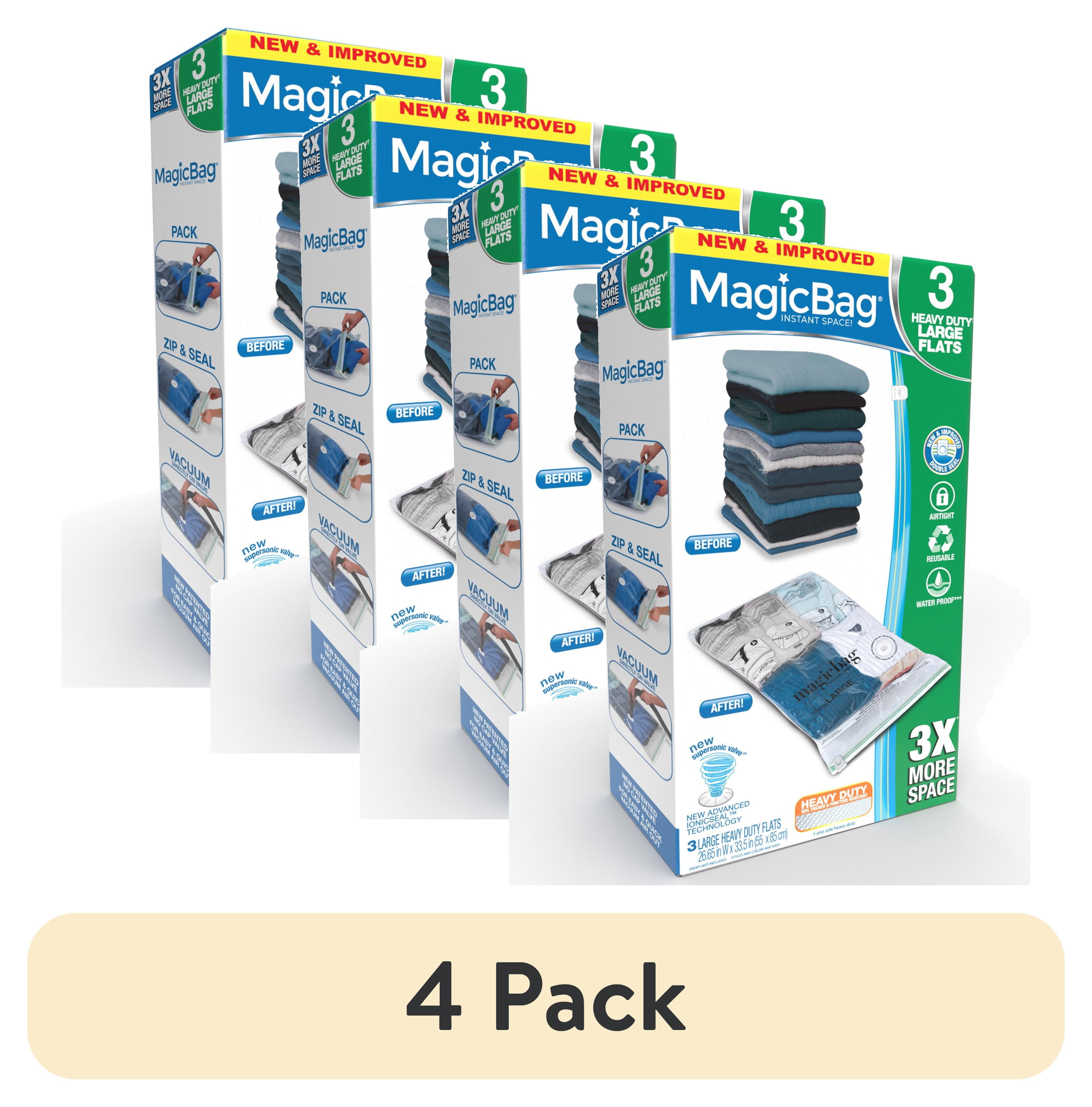 (4 pack) MagicBag Heavy Duty Original Flat Instant Space Saver Storage ...
