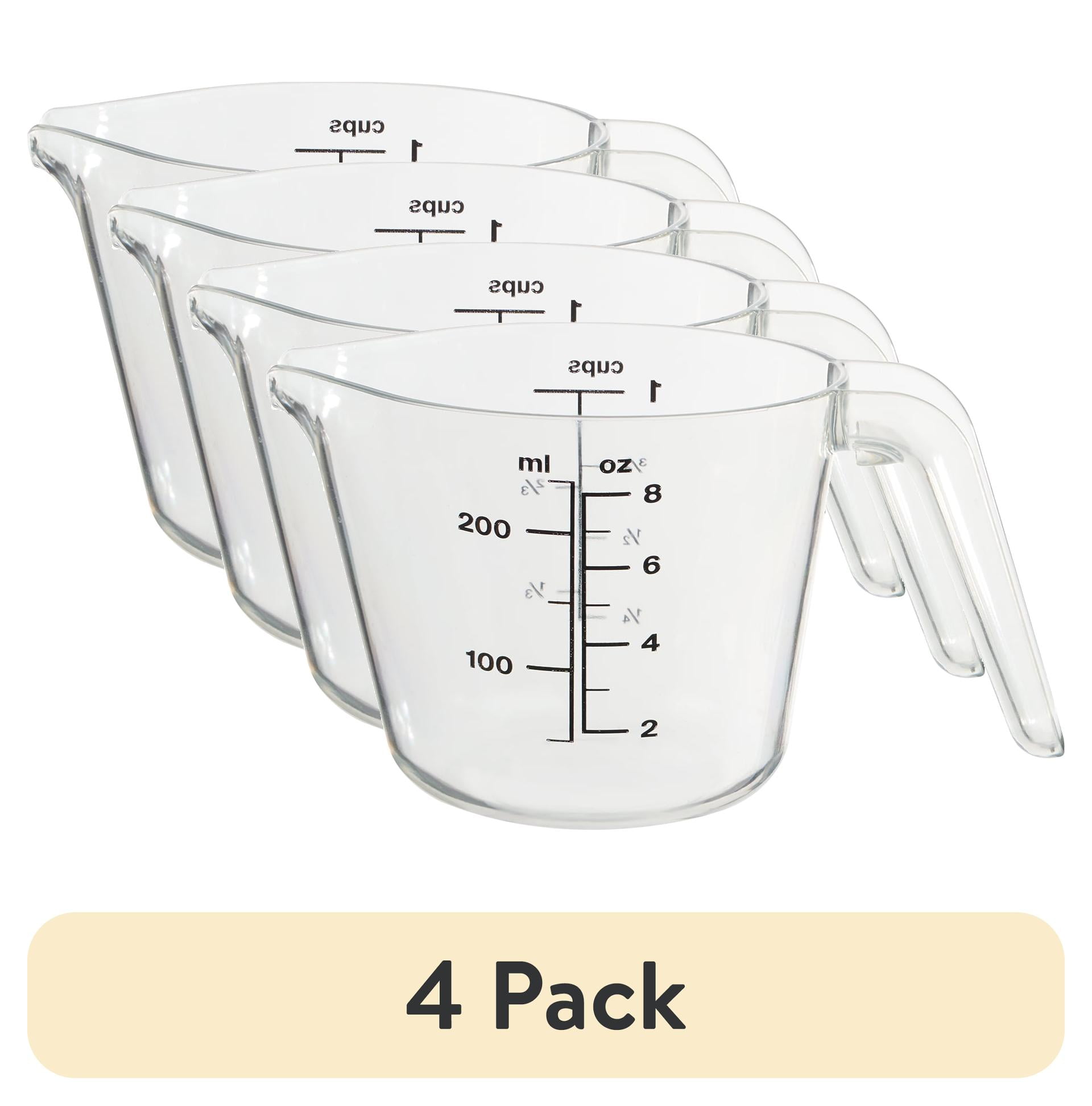 Mainstays 4 Pack 1 Cup Large Spout Plastic Measuring Cups, Clear, 8 oz - Walmart.com