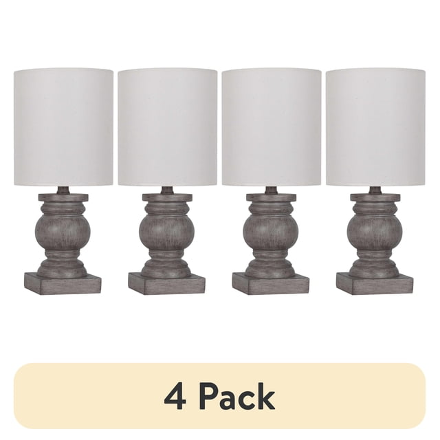 (4 pack) Mainstays 12.75" Polyresin, Weathered Wood Finish Mini Lamp ...